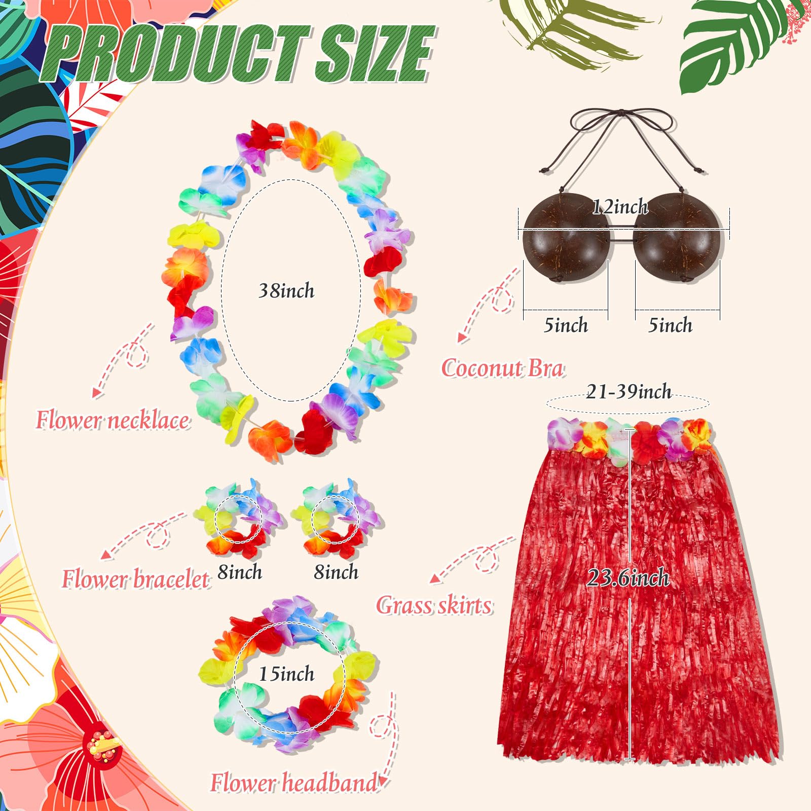 Snapklik.com : 8 Sets Coconut Bra Hula Skirt Costume Accessory Kit ...