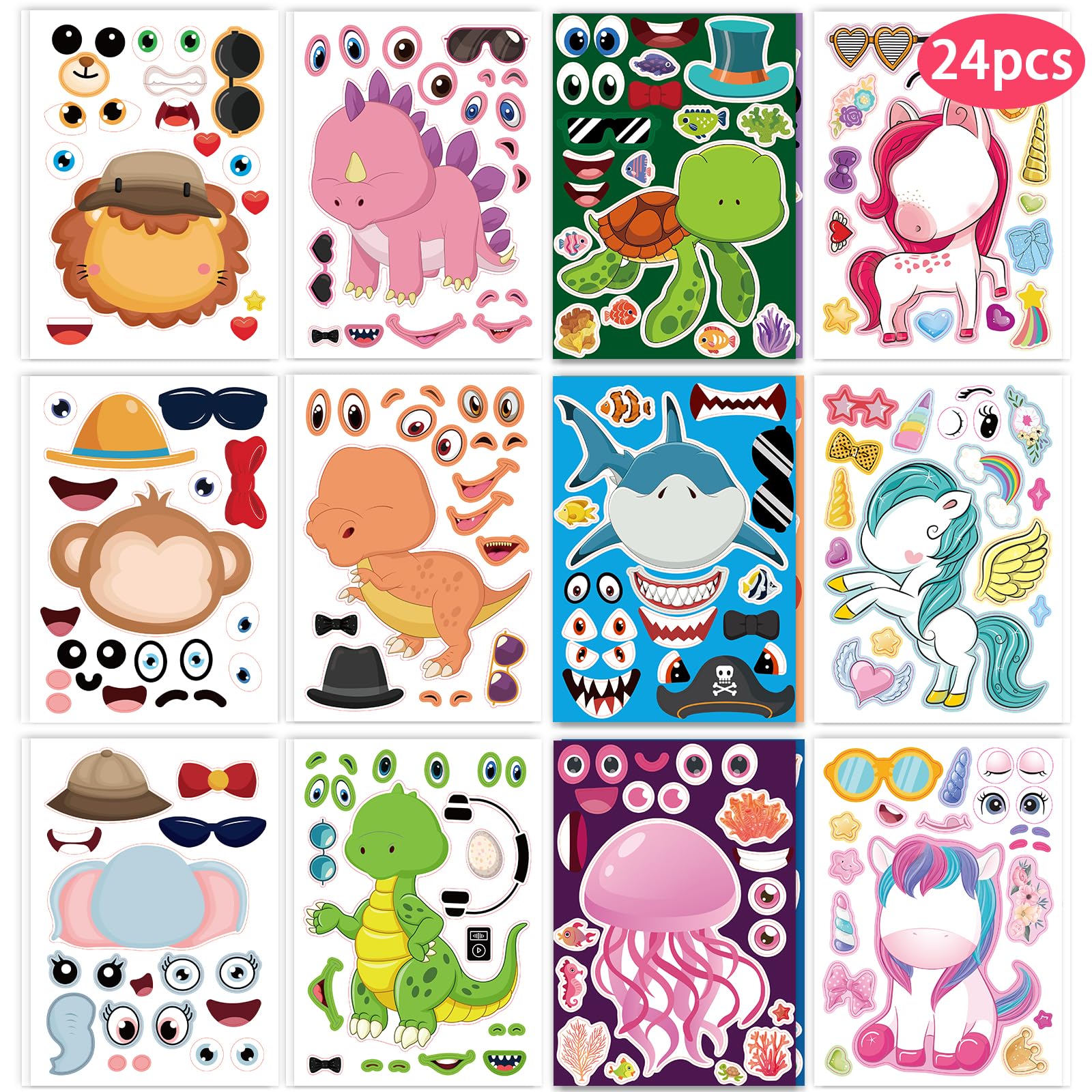 Amazon.com: 24 Pcs Make Your Own Sticker Sheets for Kids, Mix and Match ...
