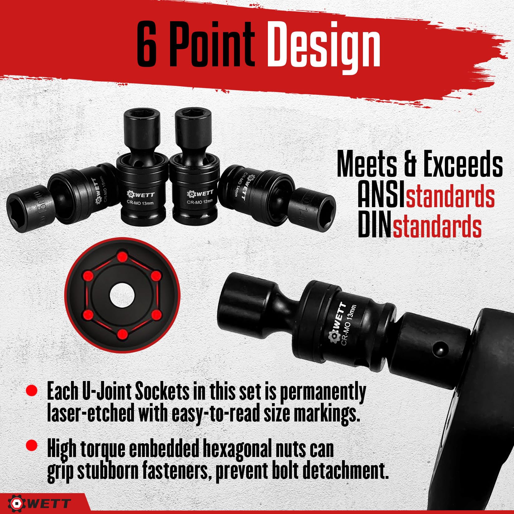 Snapklik.com : WETT 1/2 Drive Shallow Impact Universal Joint Socket Set ...