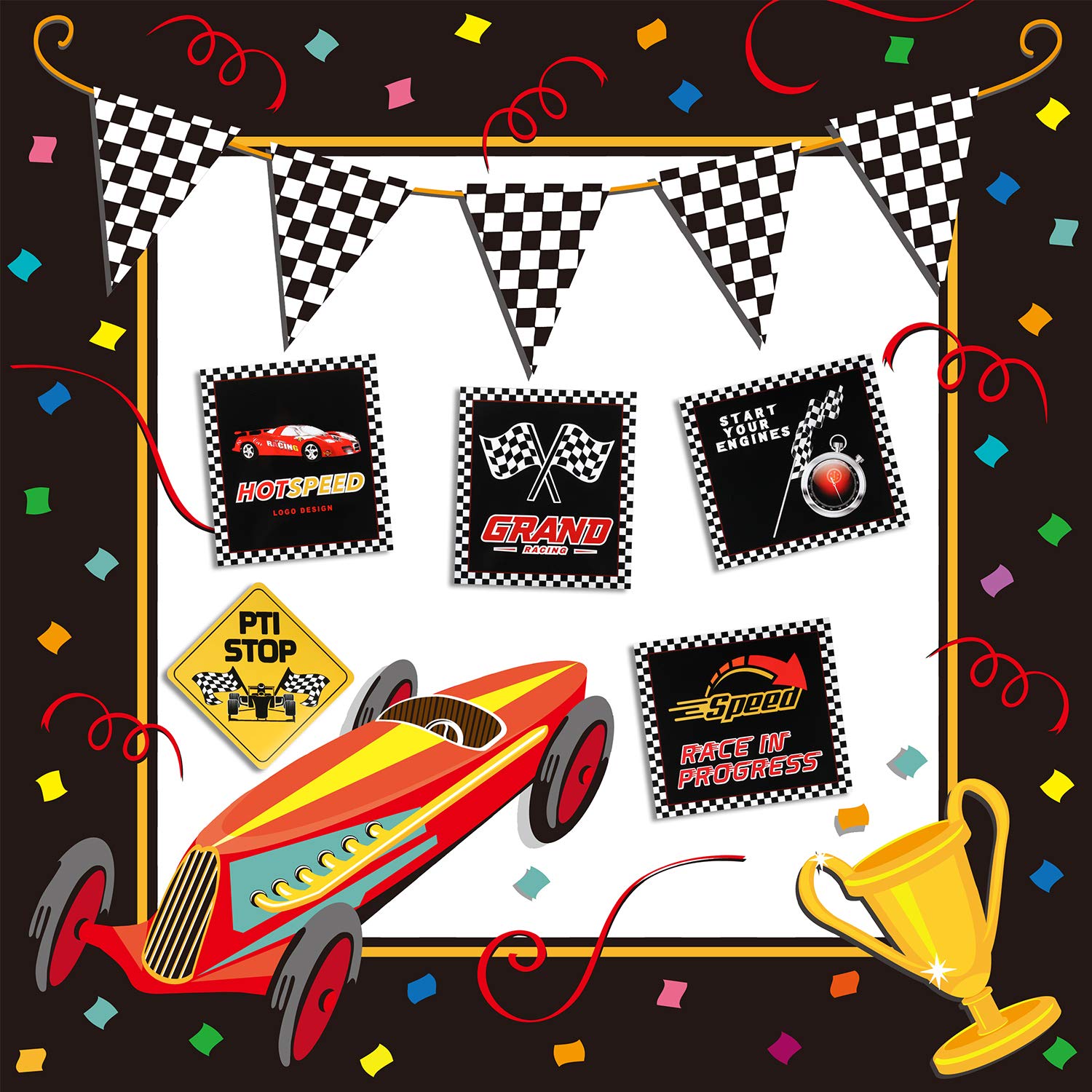 Buy 12 Pieces Race Car Party Decorations Funny Race Car Signs Racing ...