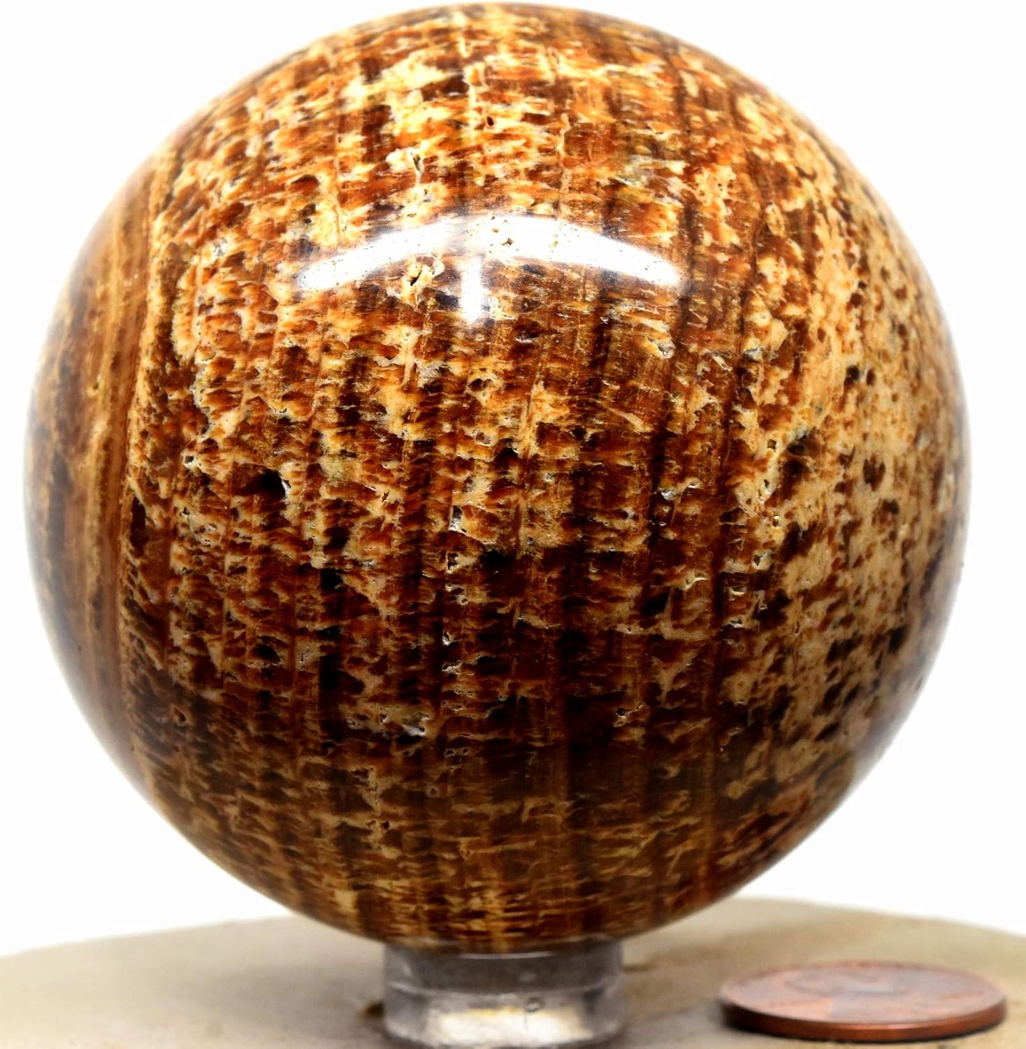 Amazon.com: 2.4" 325g Banded Waved Brown Aragonite Sphere Polished ...