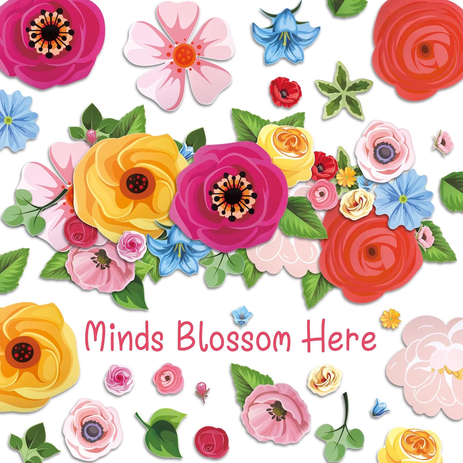Amazon.com: SATINIOR 91 Pcs Wildflowers Bulletin Board Minds Blossom ...