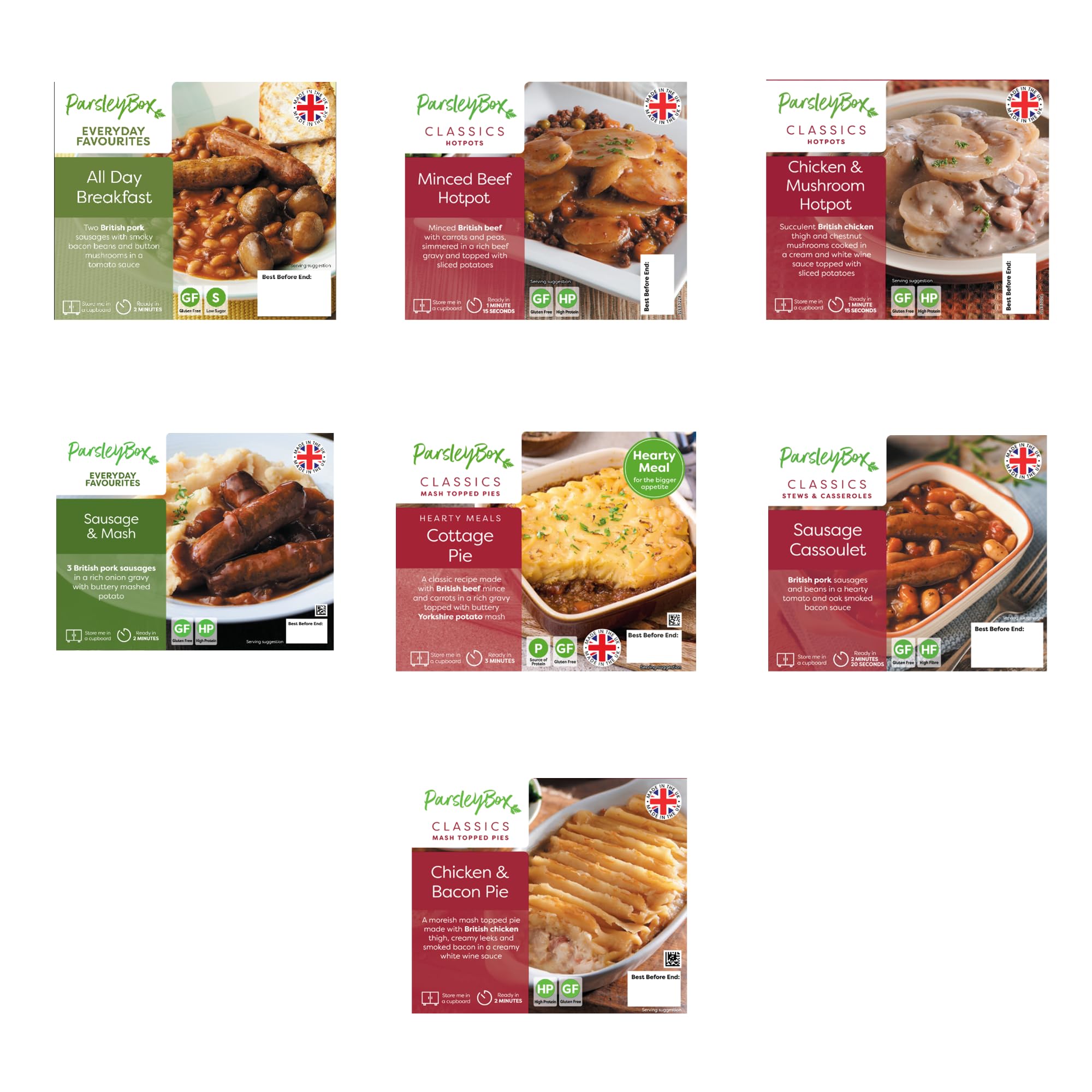 Gluten Free Ready Meal Variety Box - Parsley Box Microwavable Long-Life ...