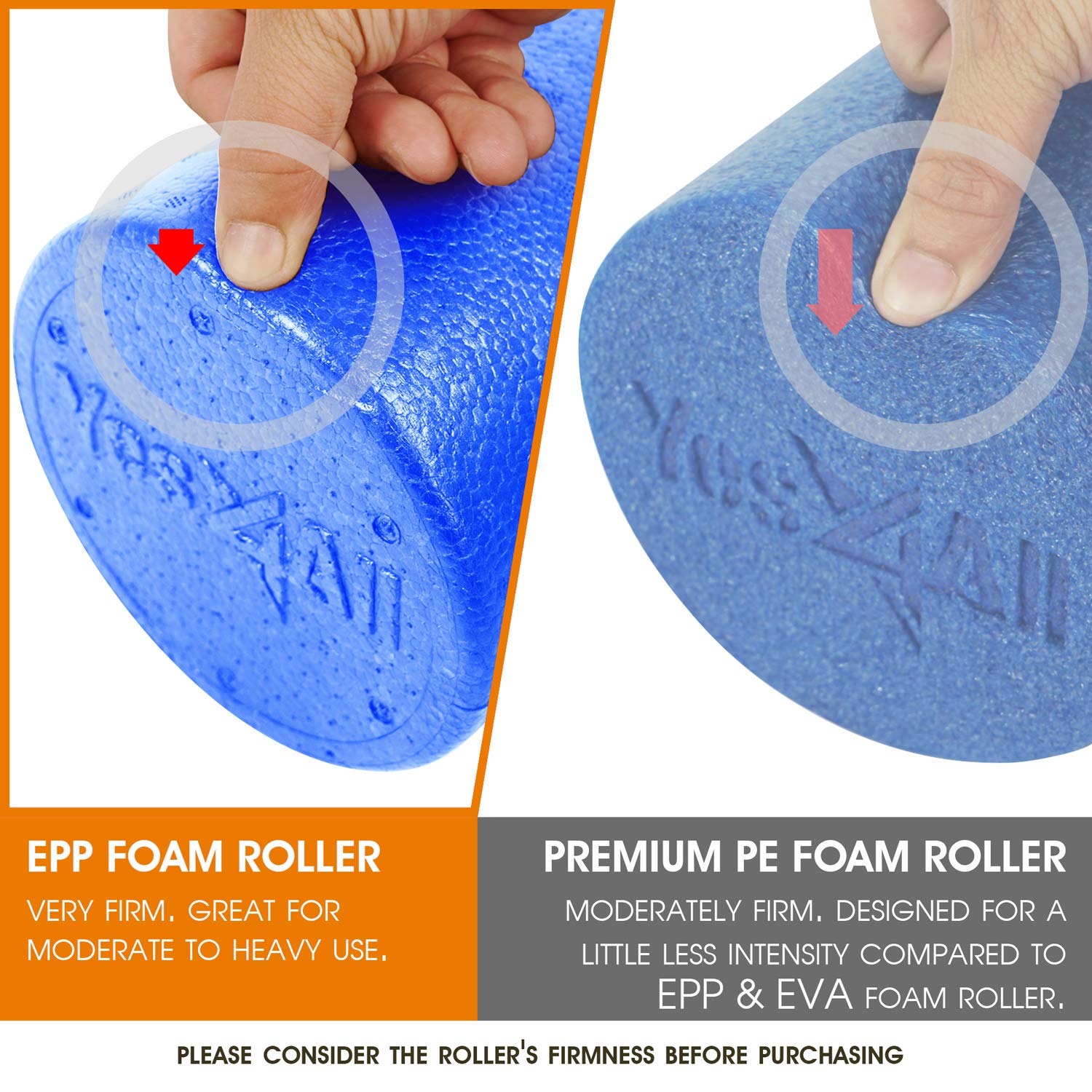 Snapklik.com : Yes4All EPP Exercise Foam Roller Extra Firm High Density Foam Roller Best For ...