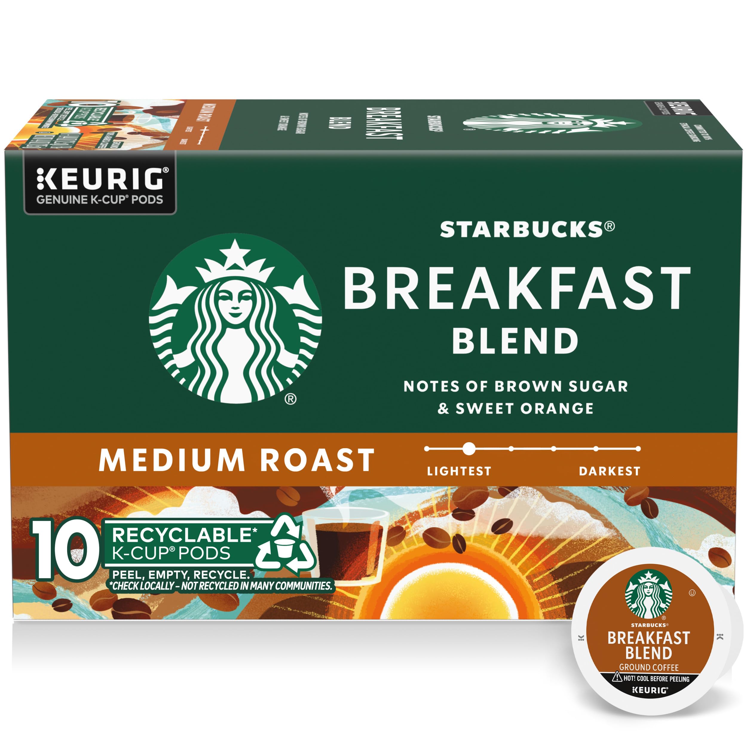 Starbucks Breakfast Blend Medium Roast Single Cup Coffee for Keurig ...