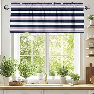 Amazon.com: Minimalist Contrast Purple Stripe Valances for Windows, Rod ...
