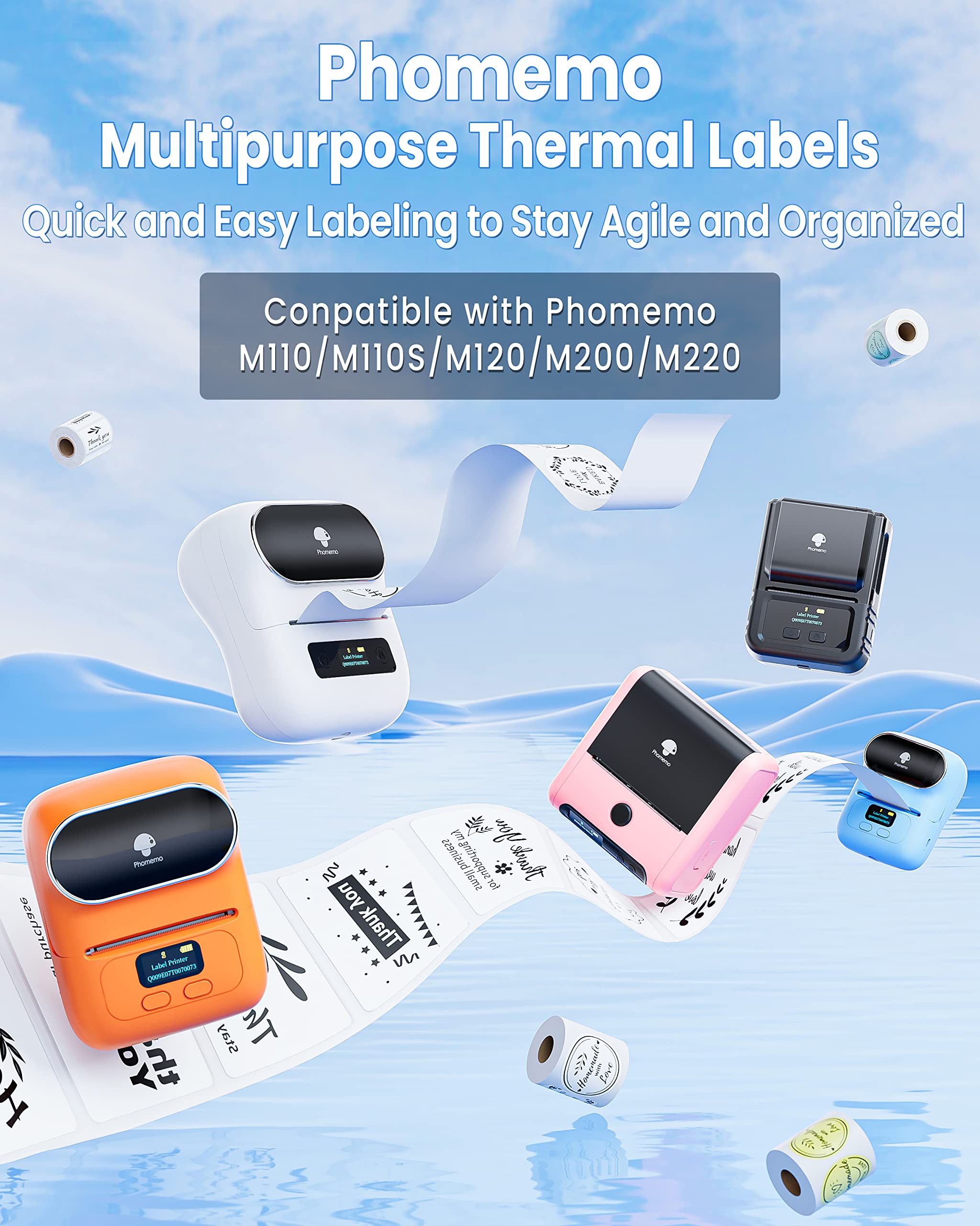 Snapklik.com : Phomemo Circle Thermal Sticker Labels 1.57, Self ...