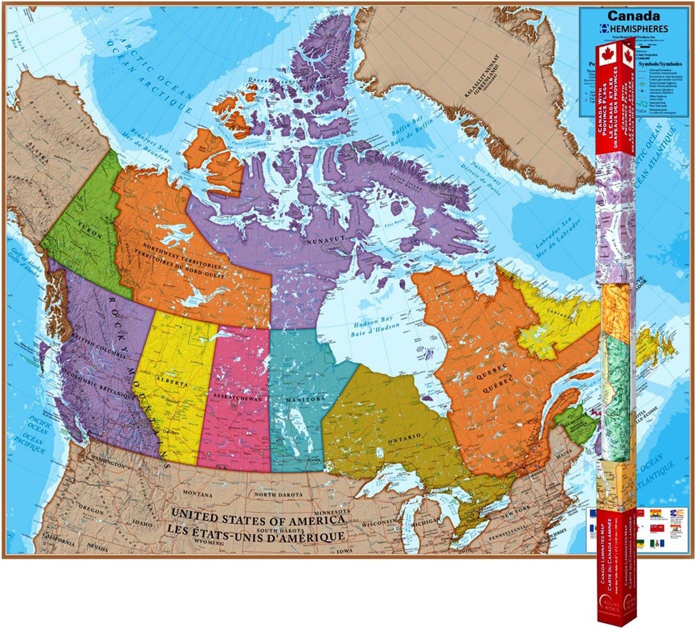 Amazon.com : Cool Owl Maps Canada Wall Map Poster (Laminated 32x24 ...