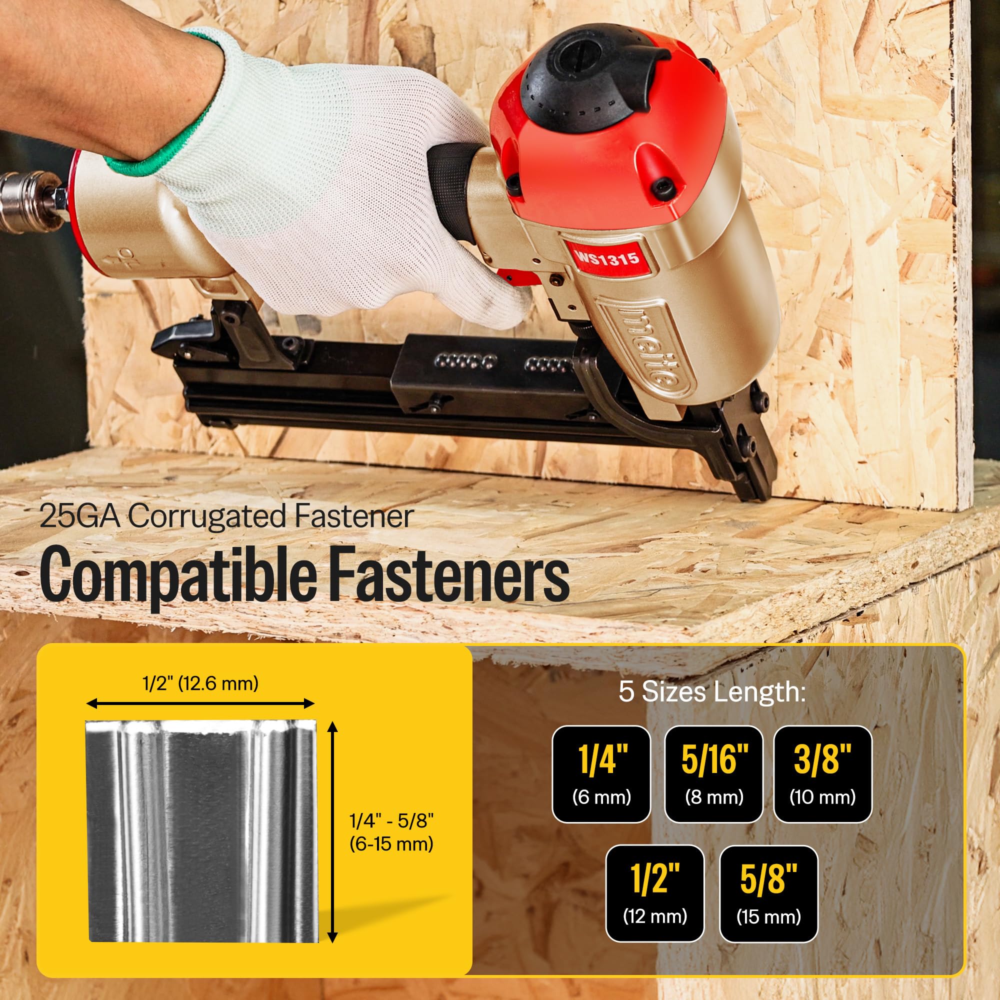 Snapklik.com : Meite Corrugated Fastener Tool, 1/2-inch Crown Micro ...
