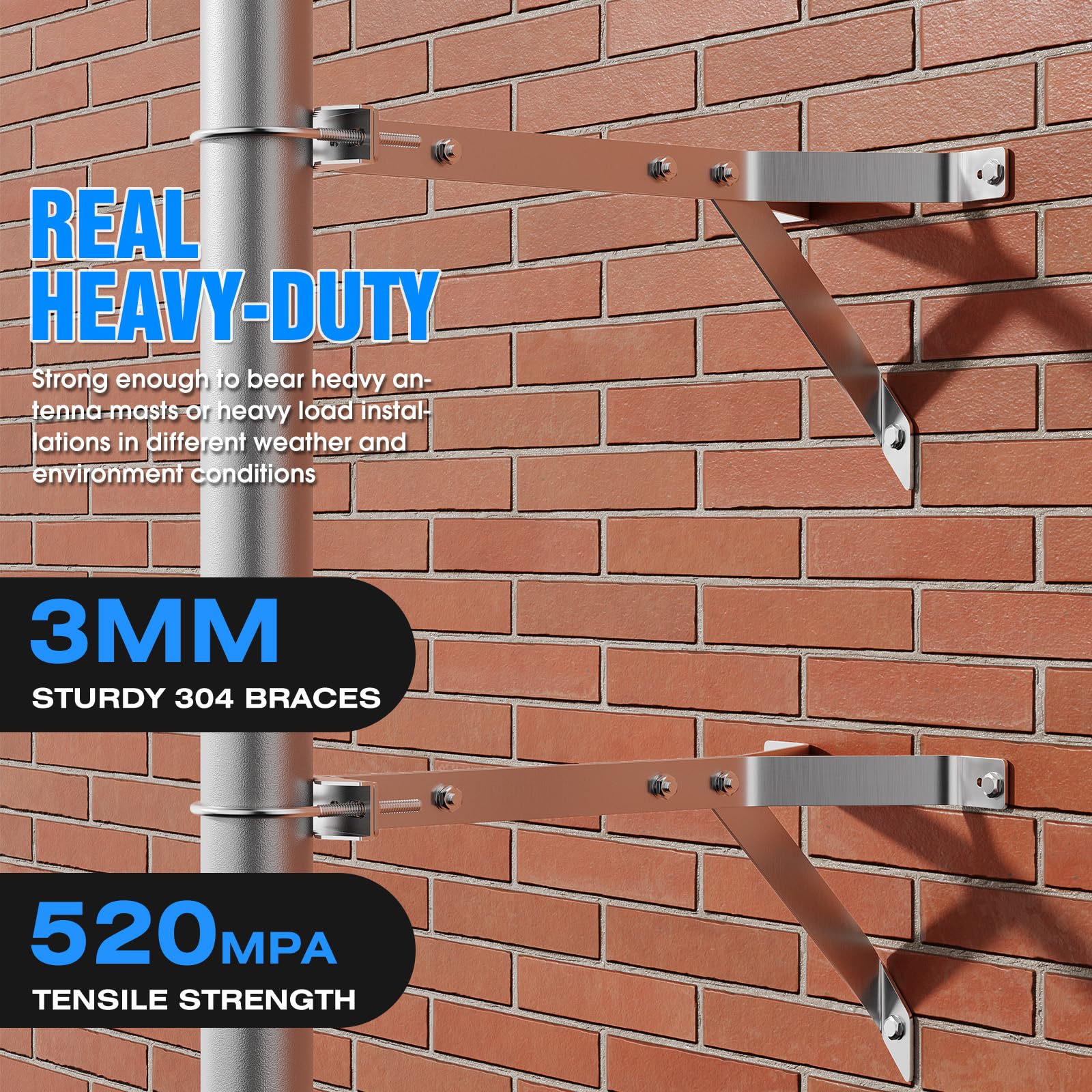 Snapklik.com : SS304 Antenna Wall Mount 16 Inch Tall Heavy-Duty Stand ...