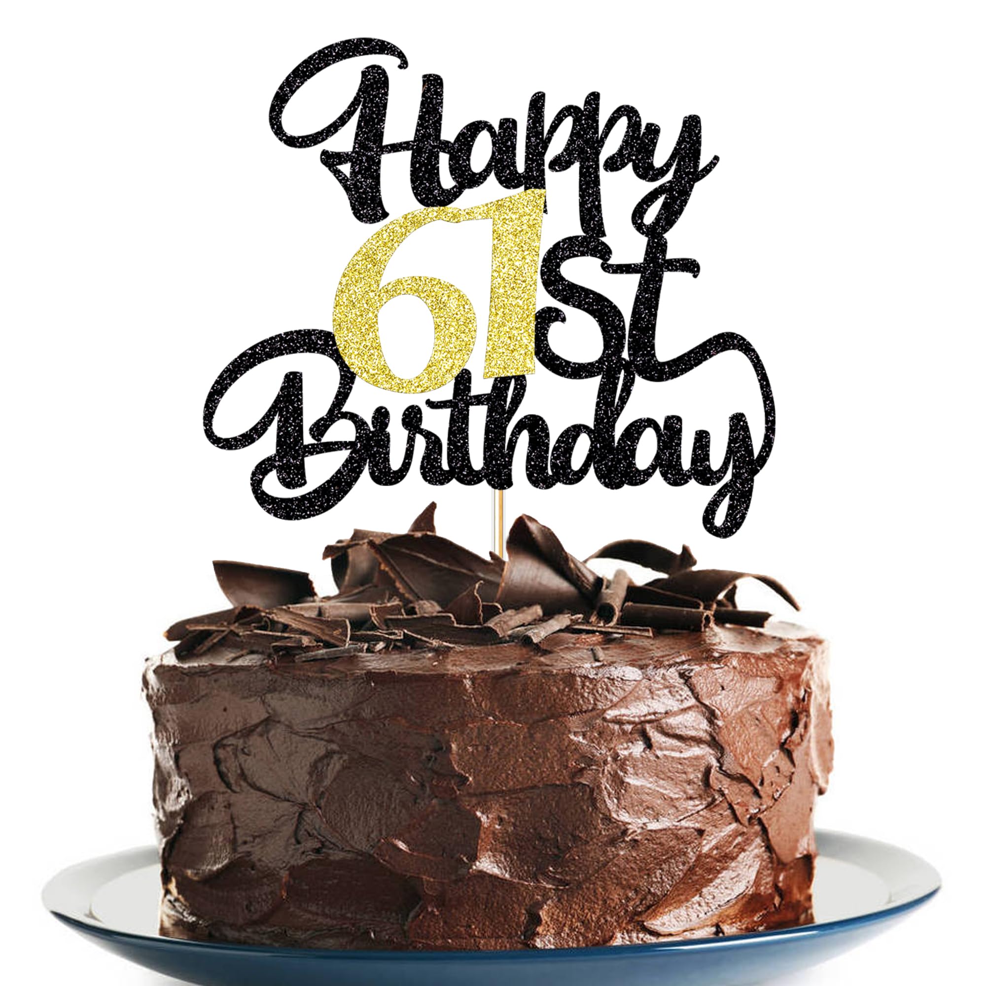 Amazon.com: Klionjor 61st Happy birthday cake topper happy birthday ...