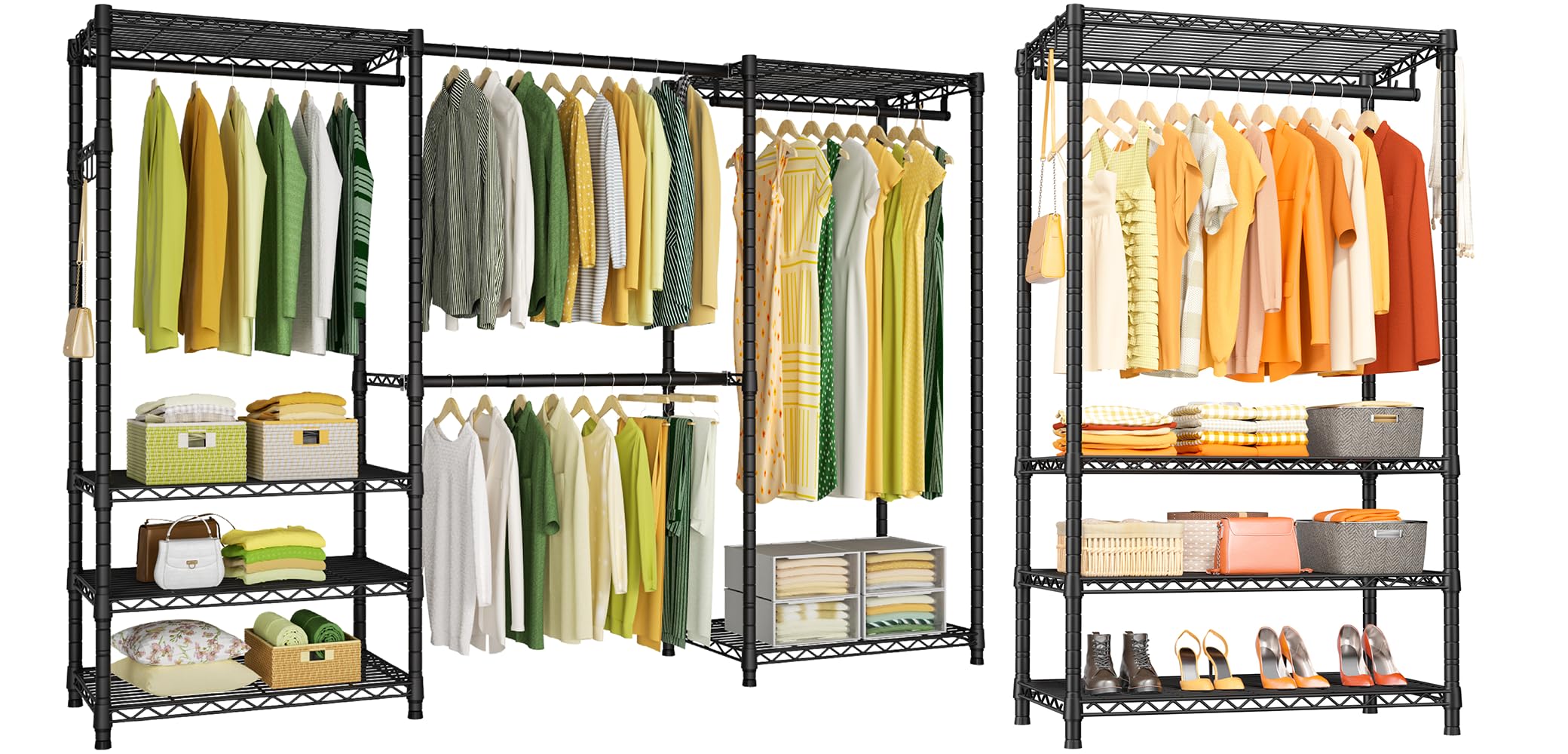 Amazon.com: Ulif E1 and H4 Black Garment Rack Bundle, Metal Clothes ...