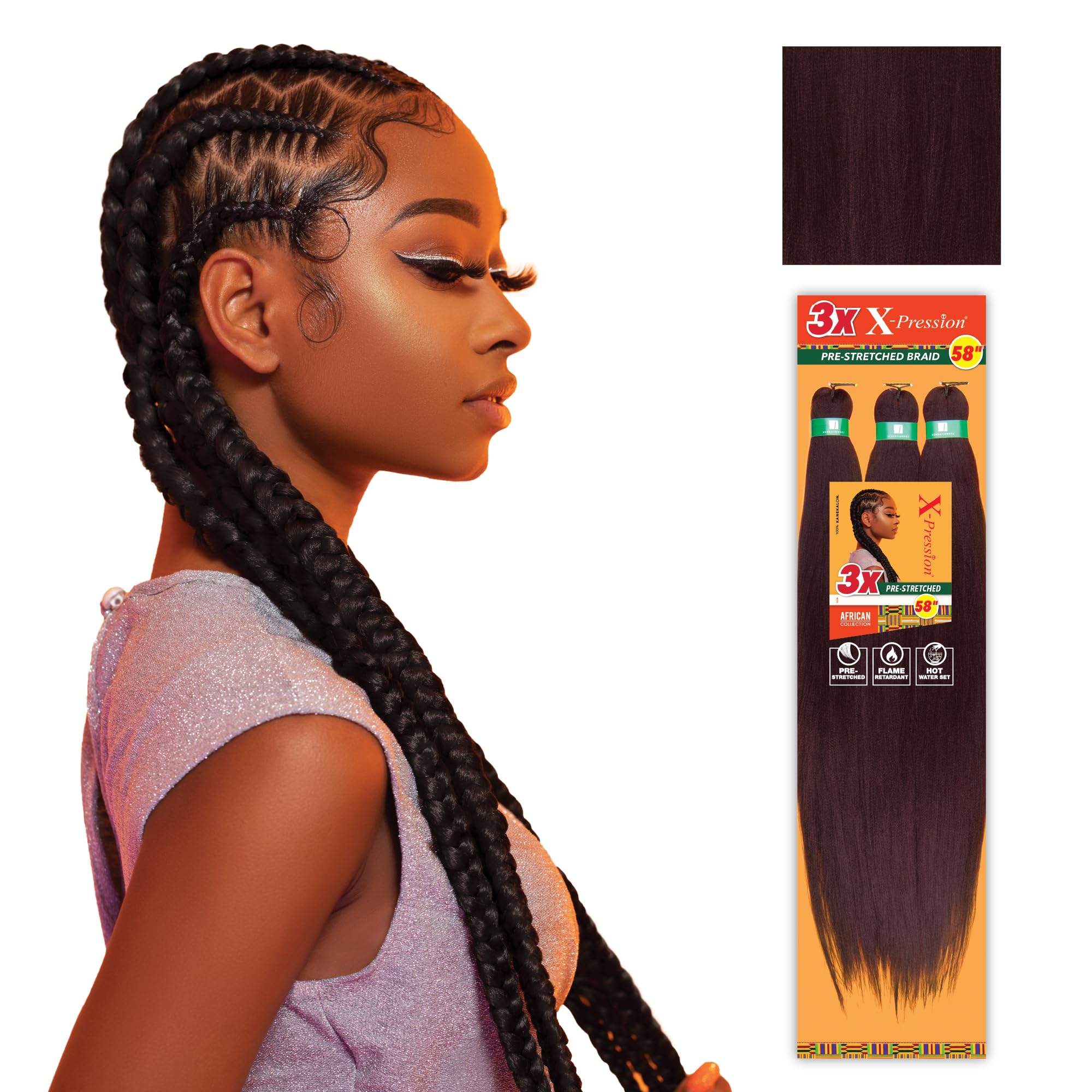 Amazon.com : Sensationnel Xpression prestretched braiding hair - 3x ...