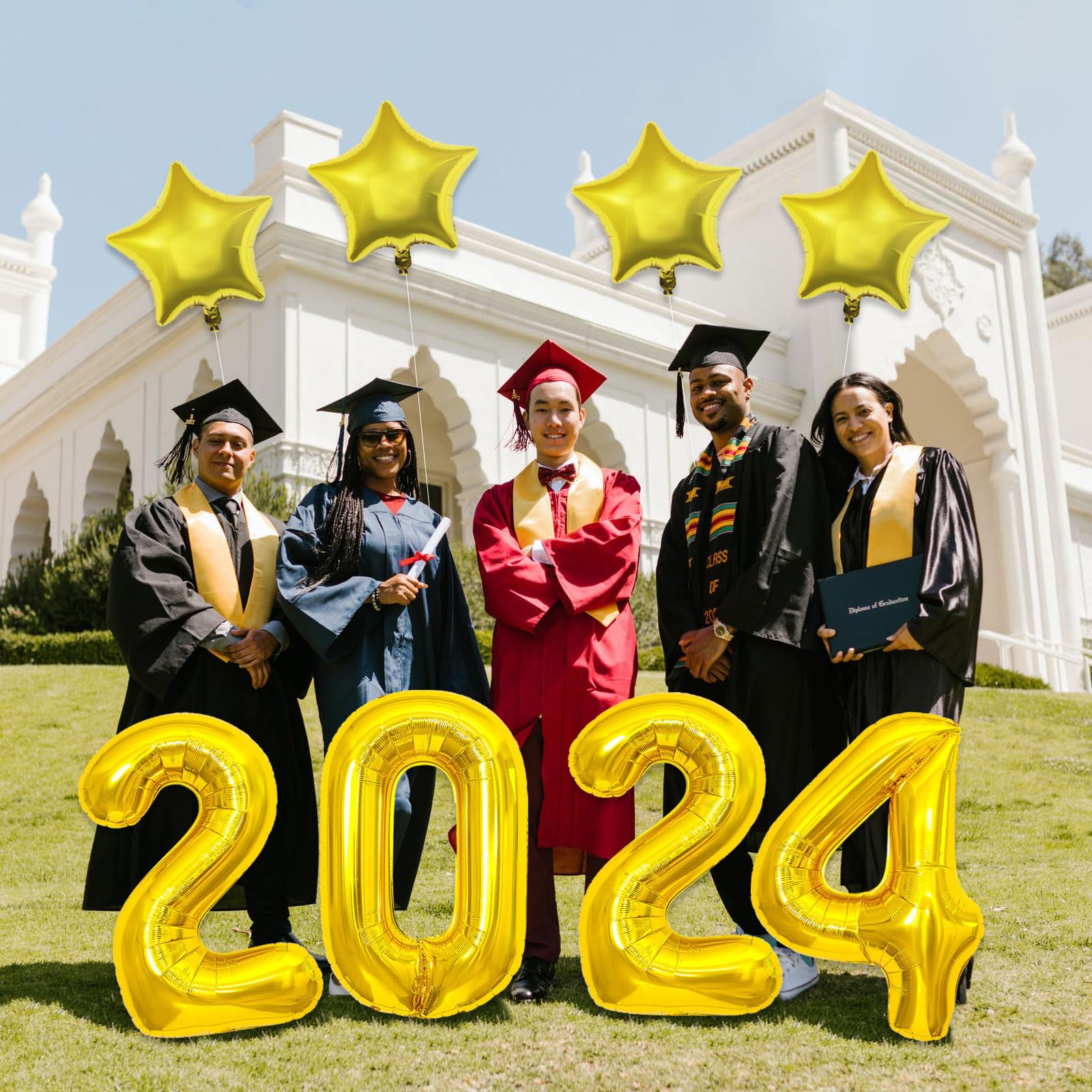 Snapklik.com : 8 Pcs 2024 Balloons Graduation Class Of 2024 Gold Number ...