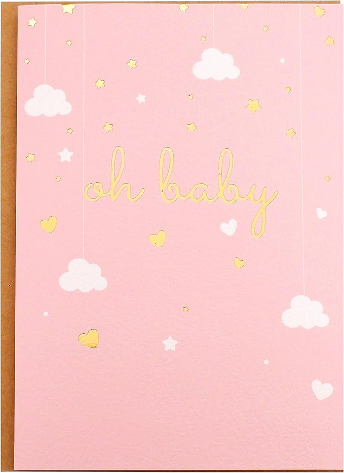Amazon.com : Baby Shower Card - Single Pink Greeting Cards 5" x 7" with ...