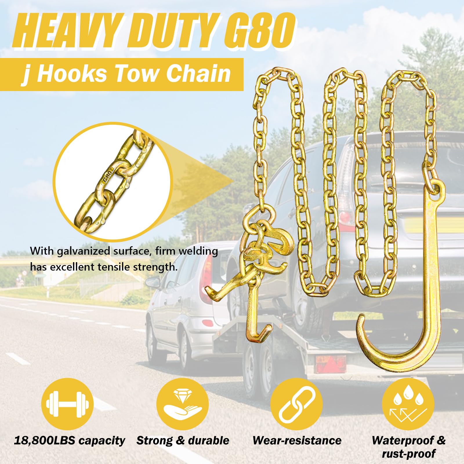 Snapklik.com : G80 J Hooks Tow Chain 5/16" X 10, Recovery Tow Hooks ...
