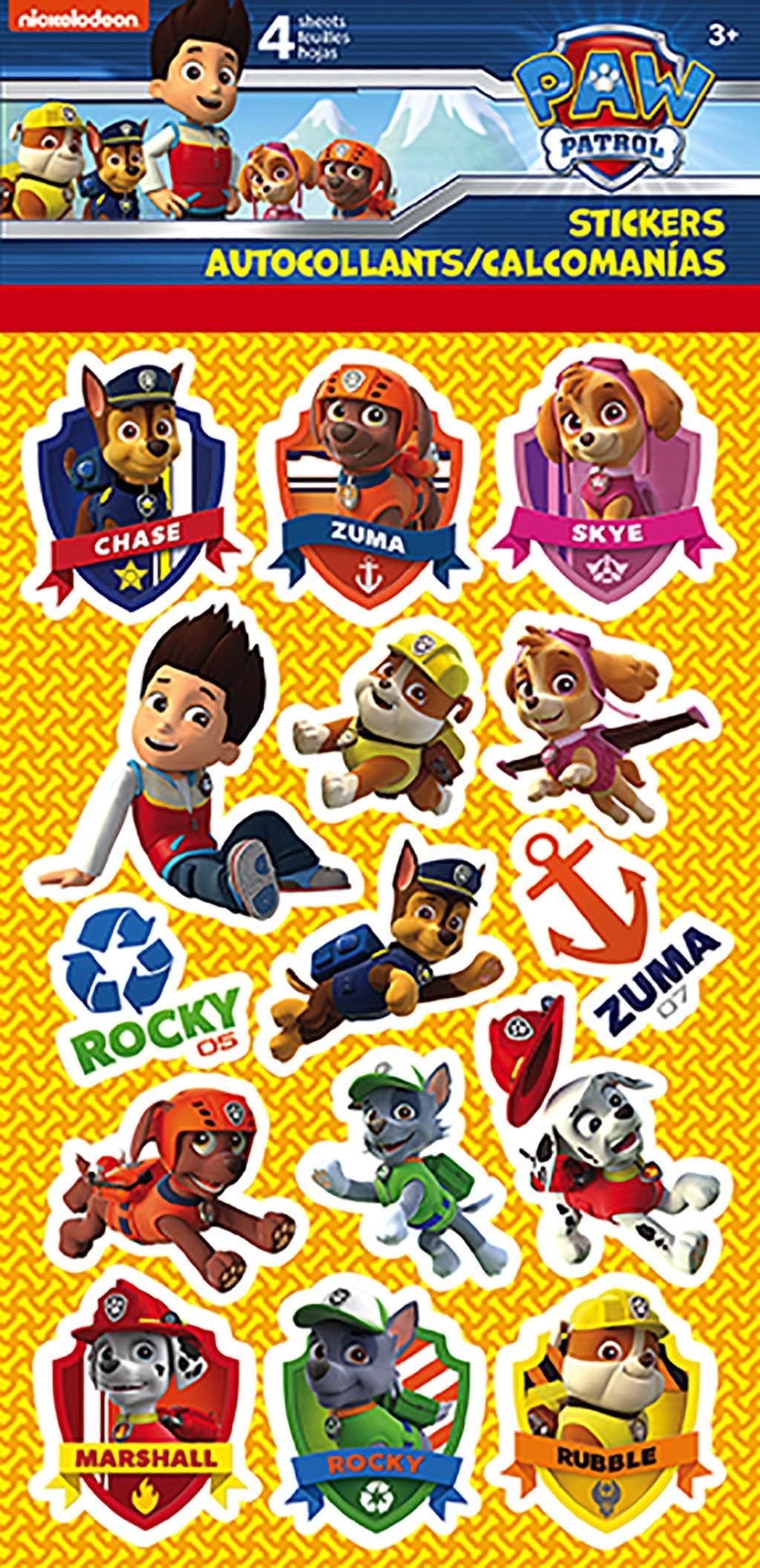 Amazon.com: Paw Patrol Sticker Sheets (Pack of 4) - Vibrant & Exciting ...