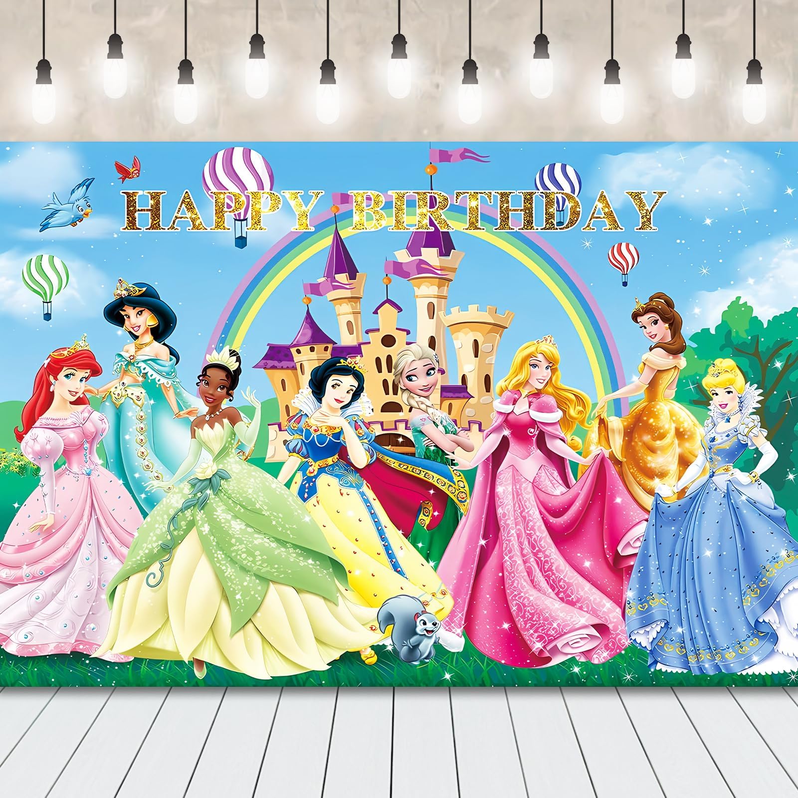 Princess Birthday Party Backdrop, Cartoon Party Supplies Adventure ...