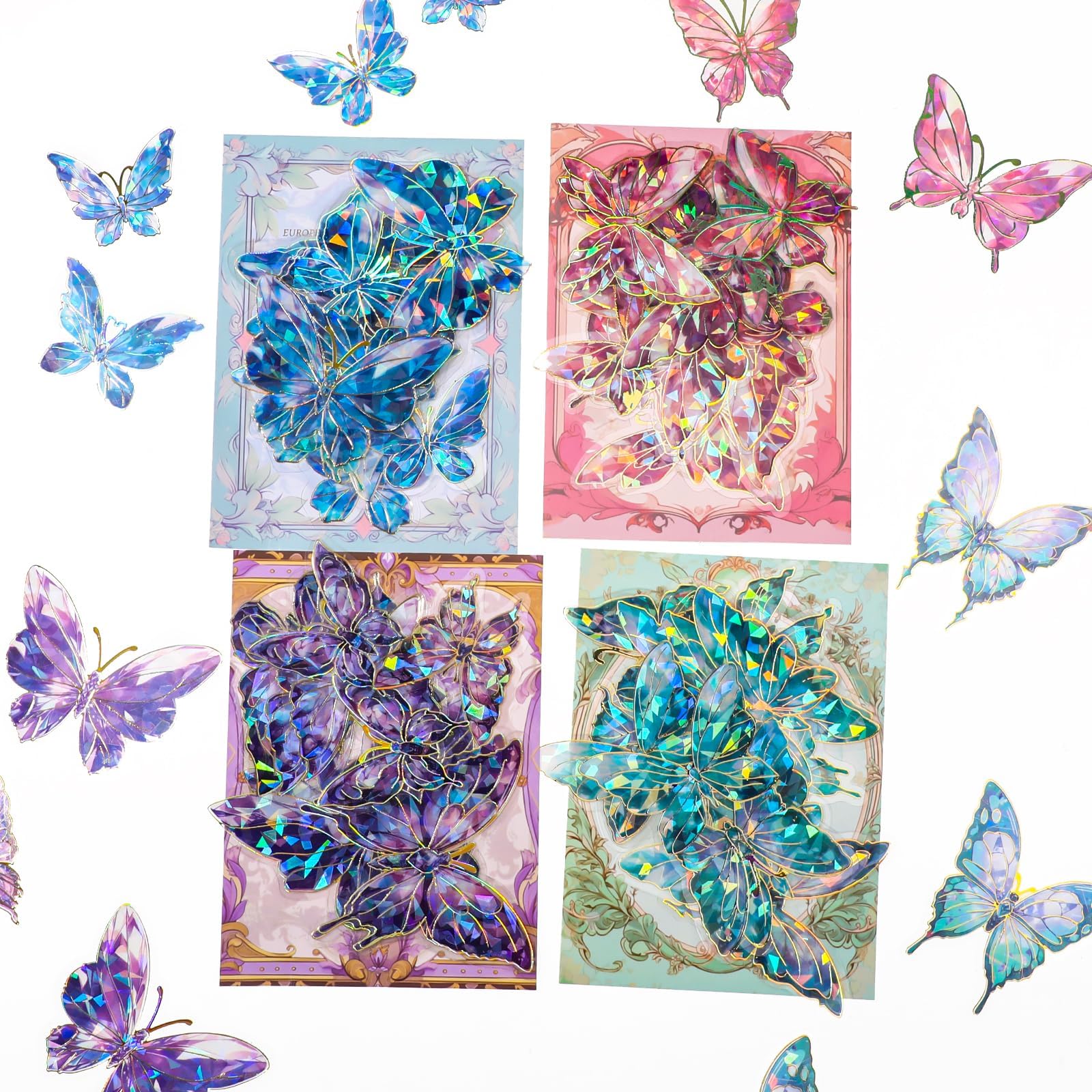 Amazon.com: Amaxiu Holographic Butterfly Stickers Set, 80PCS Ice ...