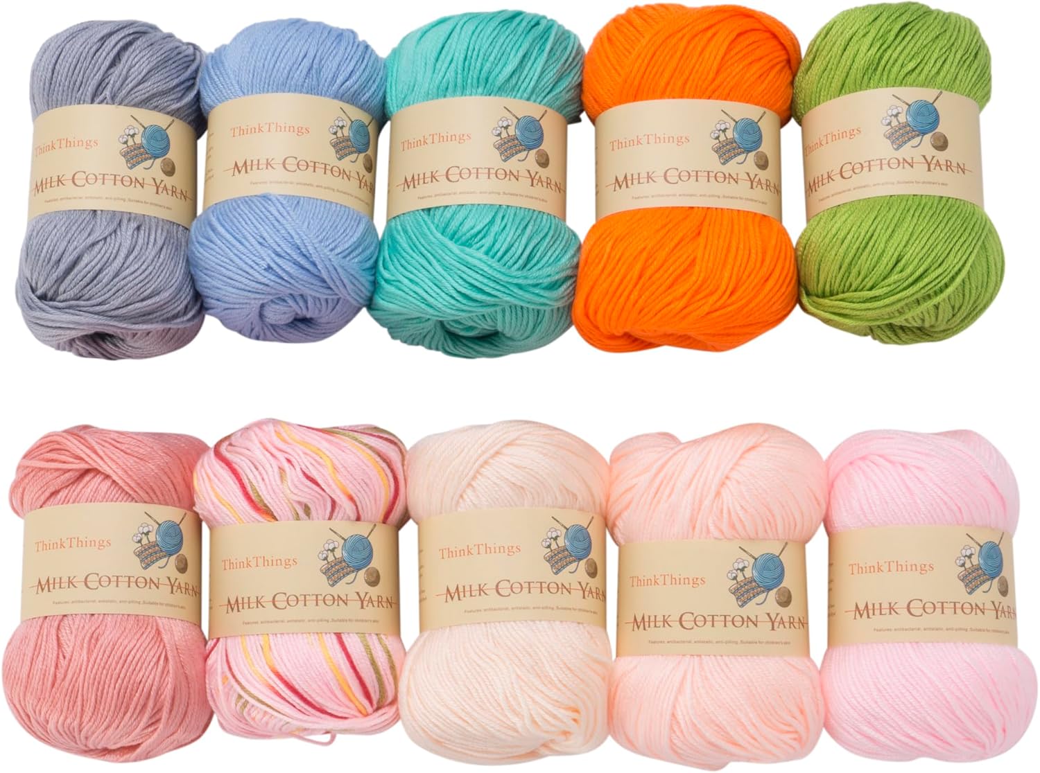 Amazon.com: ThinkThings Acrylic Cotton Yarn for Knitting, Crochet ...