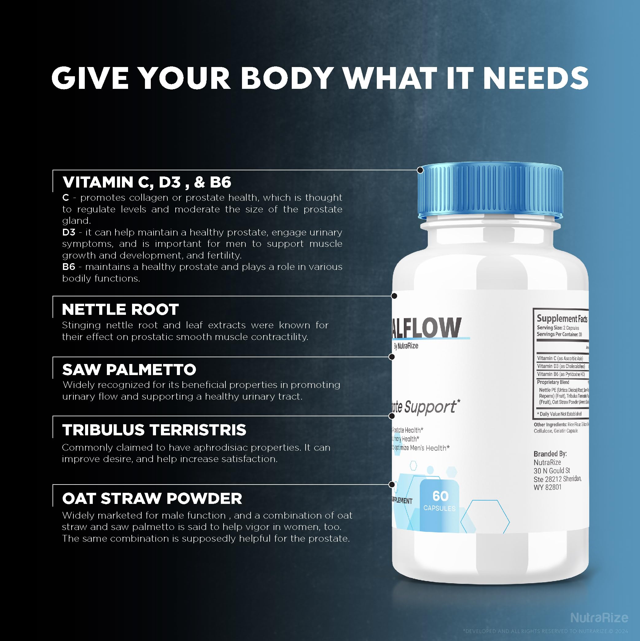 5 Bottles Vitalflow Prostate Support Formula Supplement 60 Capsules