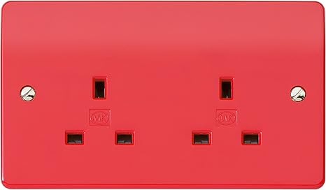 Mk K781RED 13A 2-Gang Socket Front Plate - Red : Amazon.co.uk: DIY & Tools