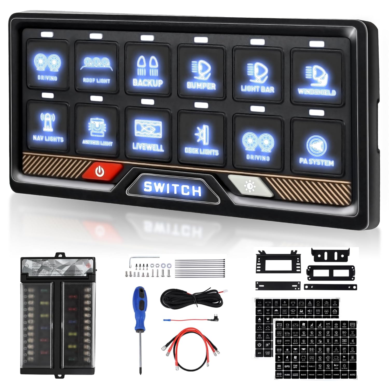 Amazon.com: RGB 12 Gang Switch Panel High Power 5-Level Brightness ...