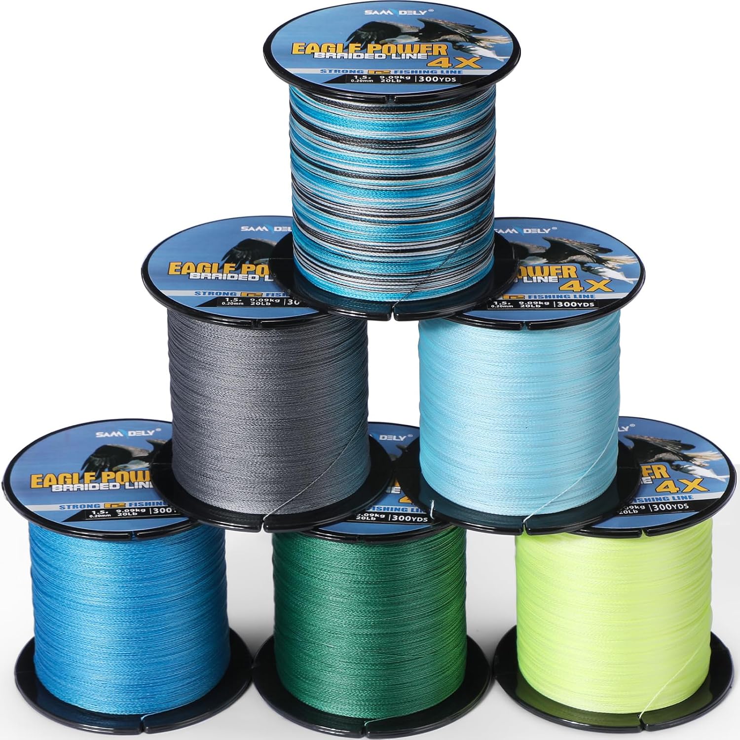 Amazon.com : Threlaco 6 Pieces Braided Fishing Line 4 Strand Braid Line ...