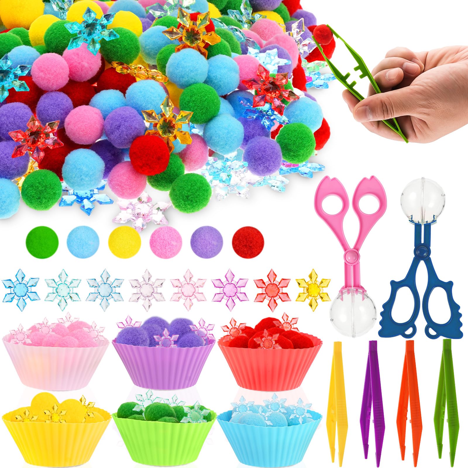 Amazon.com: 218 Pcs Winter Sensory Bin Items Winter Snowflake Counting ...