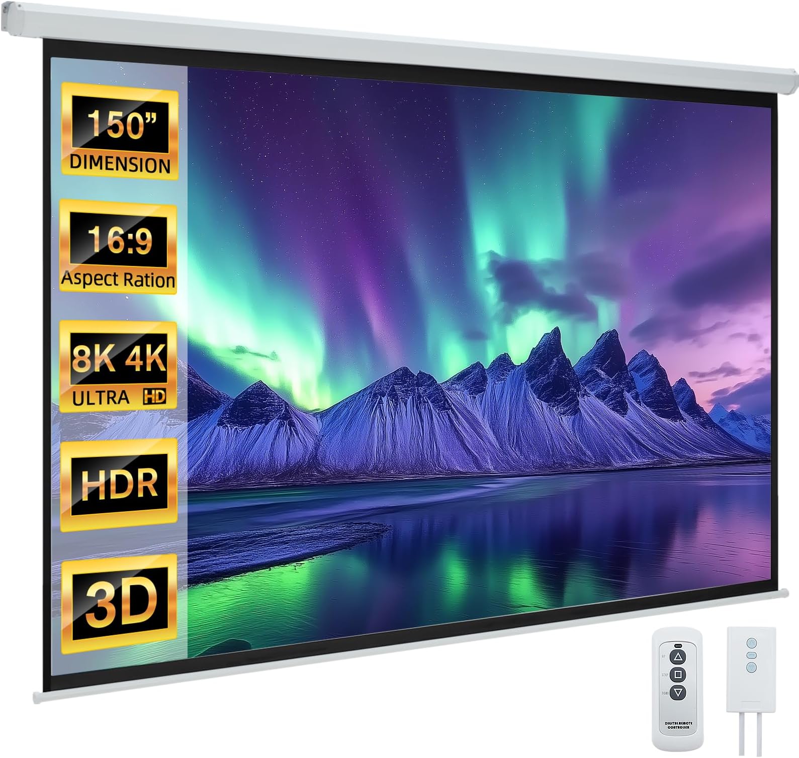 Amazon.com: YODOLLA 150" Projector Screen Motorized 16:9, 4K HD Pull ...