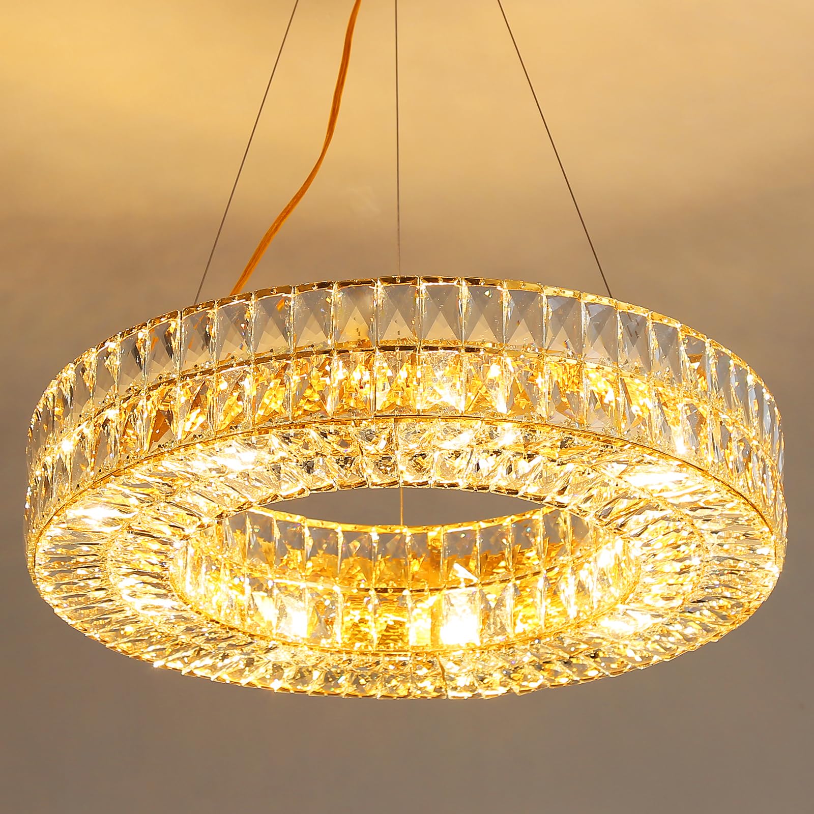 GTOUNACT Large Chrome Crystal Chandeliers,Light Fixture,9 Lights Round ...