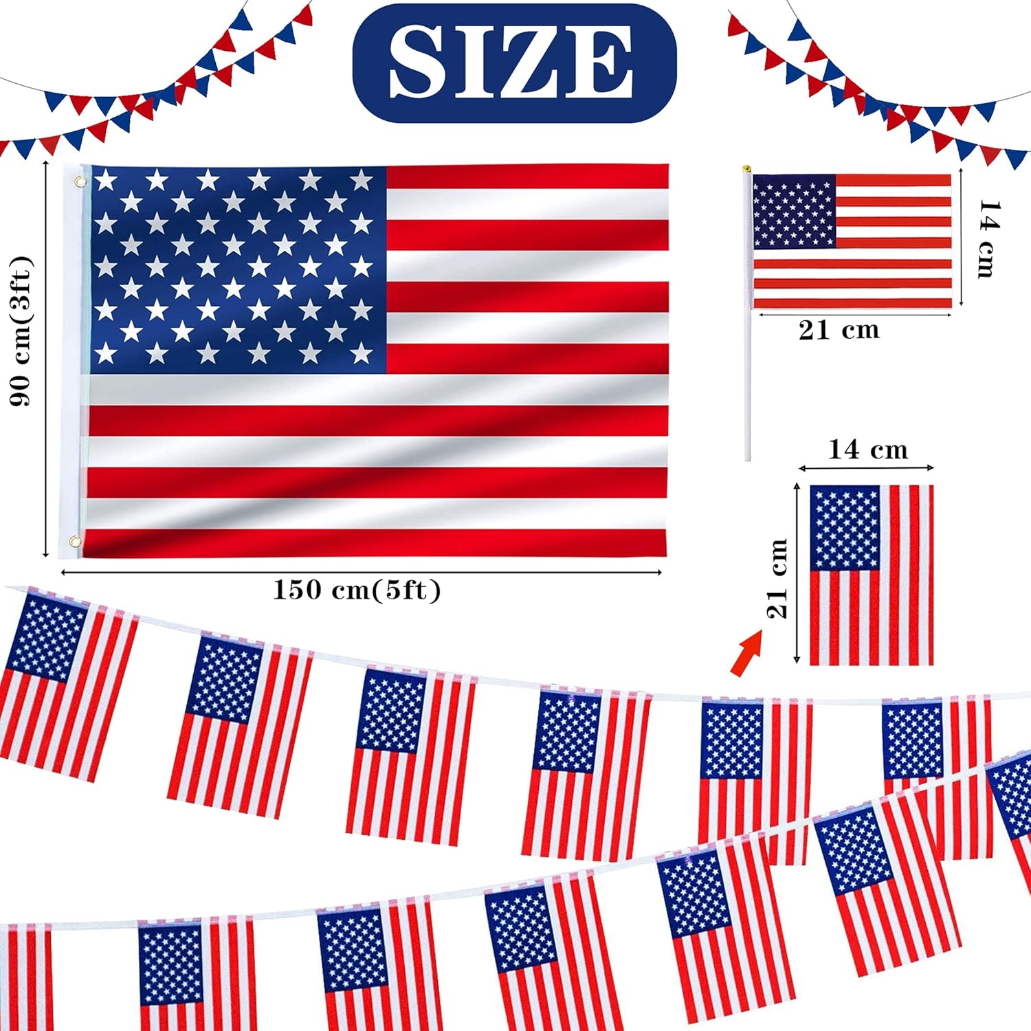 Funnlot American Flags 3ft x 5 ft, American Flag Bunting , USA Flags ...