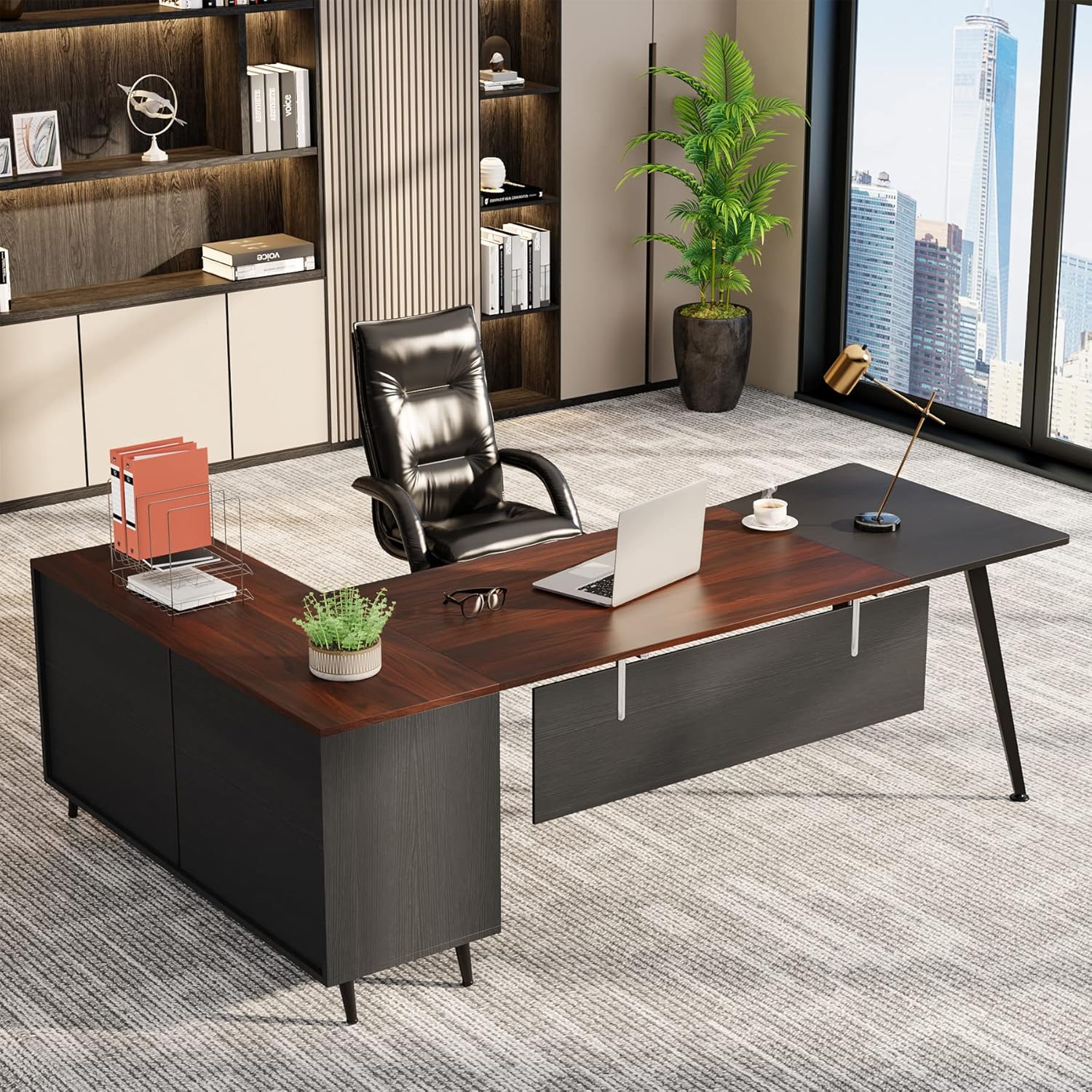 Amazon.com: Tribesigns 87” Extra Large Executive Desk with 51” File ...