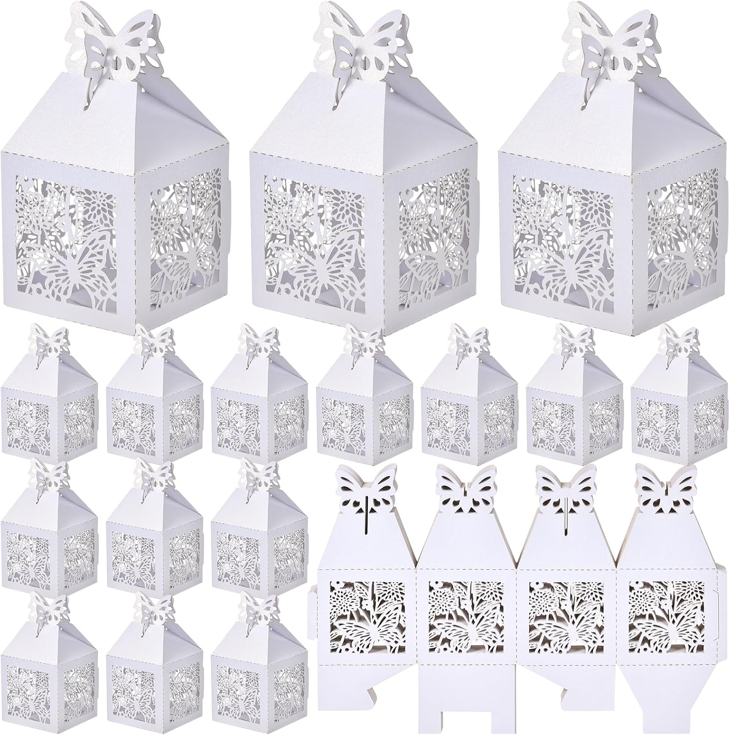 Amazon.com: 50Pcs Wedding Favor Boxes Laser Cut Boxes, Small White Gift ...