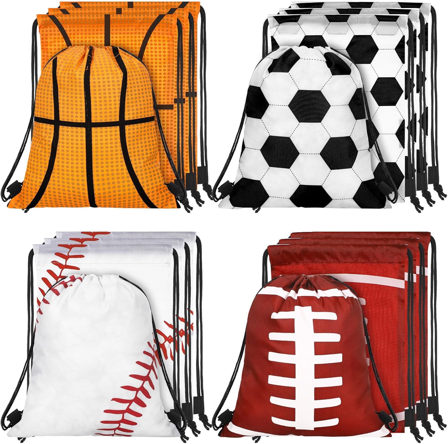 Amazon.com | 12 Pcs 17 Inch Balls Style Drawstring Bag Sports Ball ...
