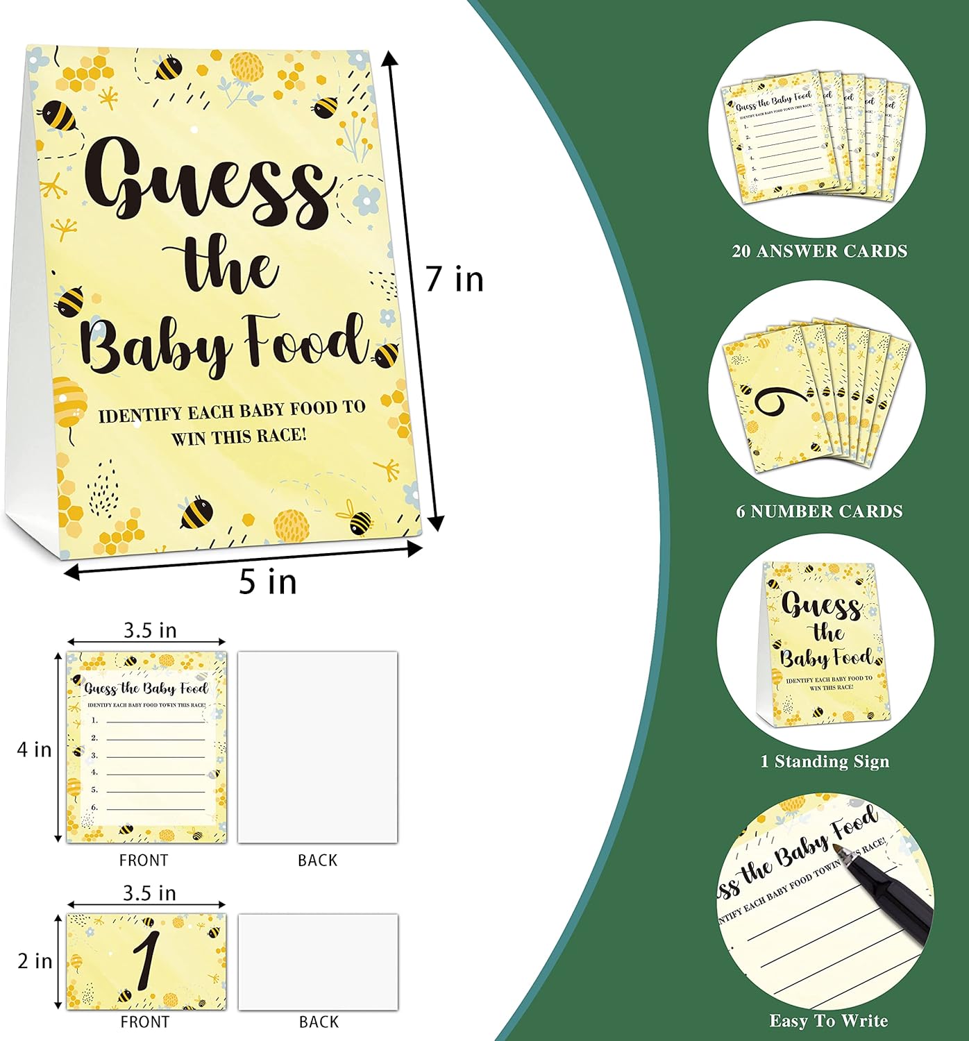 Buy Baby Shower Game Set, Guess The Baby Food Party Games(1 Standing ...