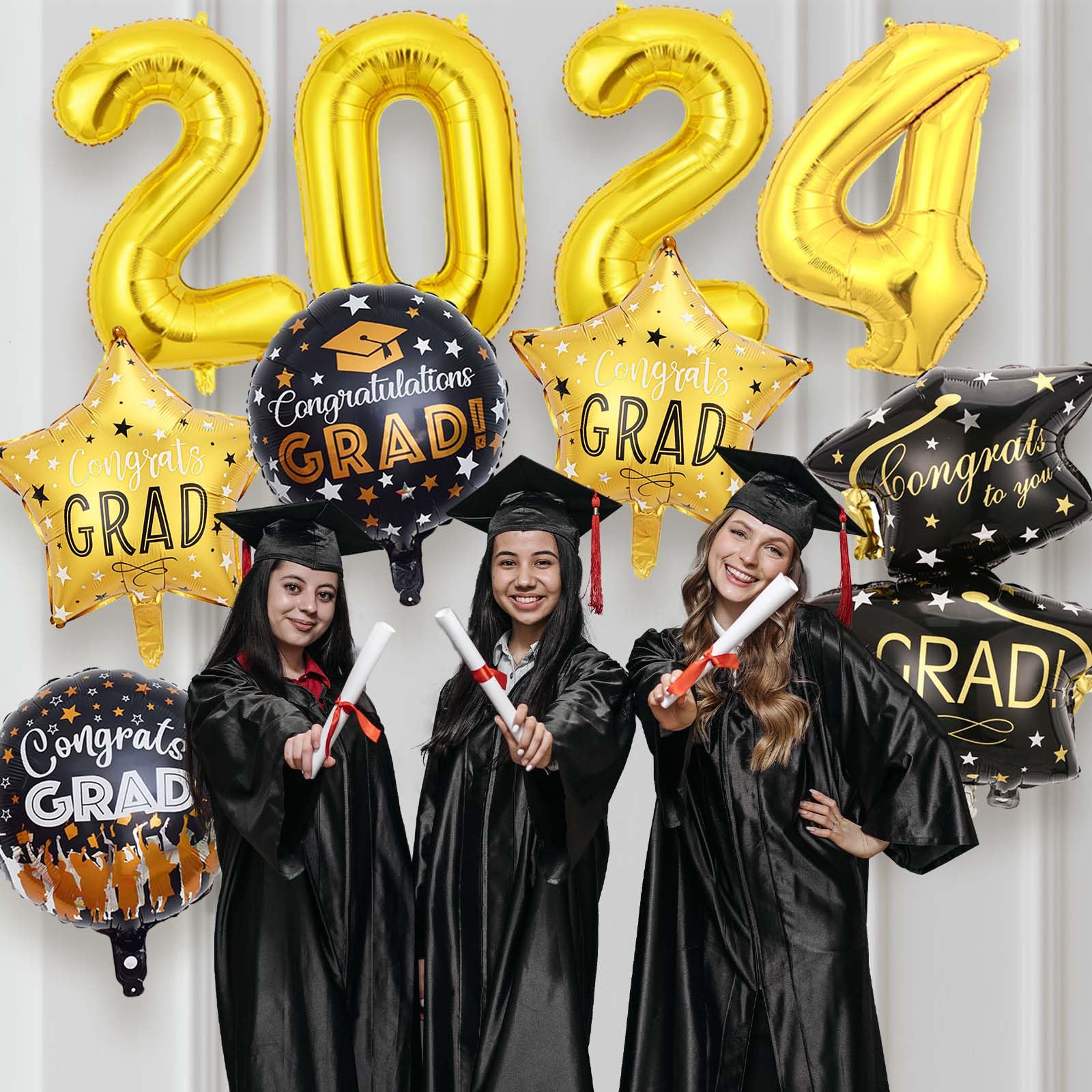 Snapklik.com : 2025 Graduation Party Decorations - 9 Pcs Black Gold ...