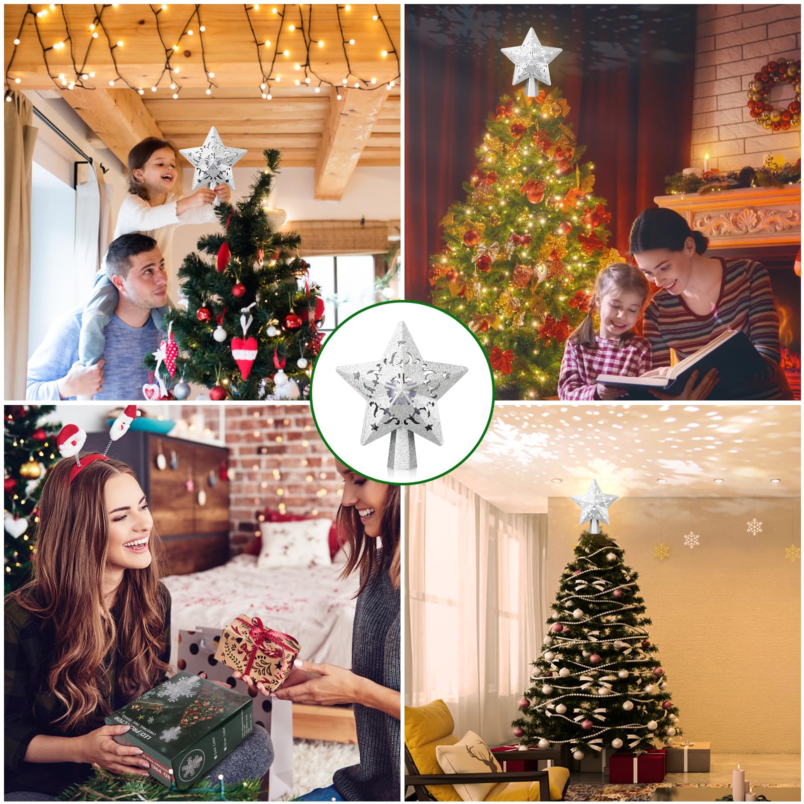 Votuku Projecteur Noël Led Carte De Noël Avec Sapin Et Flocon De Neige ...