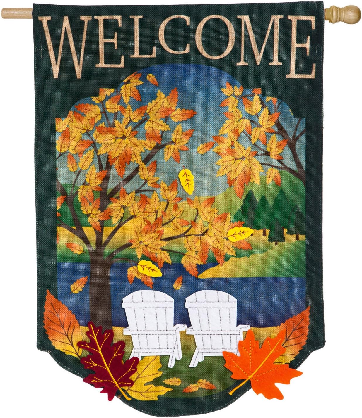 Amazon.com : Evergreen Fall Adirondack Burlap House Flag, 28 x 44 ...
