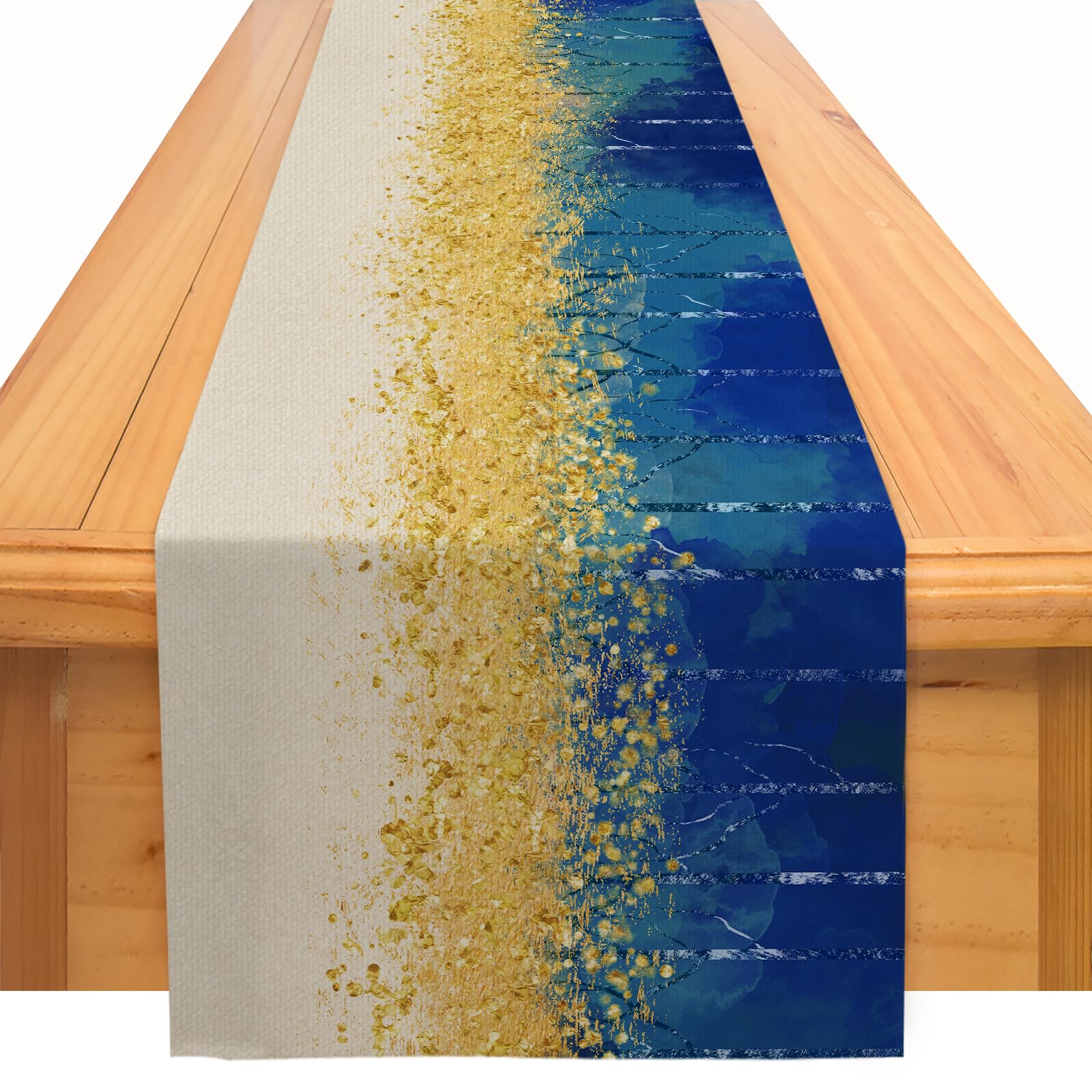 Abstract Art Table Runner 72 inches Long for Dining Table Dark Blue ...