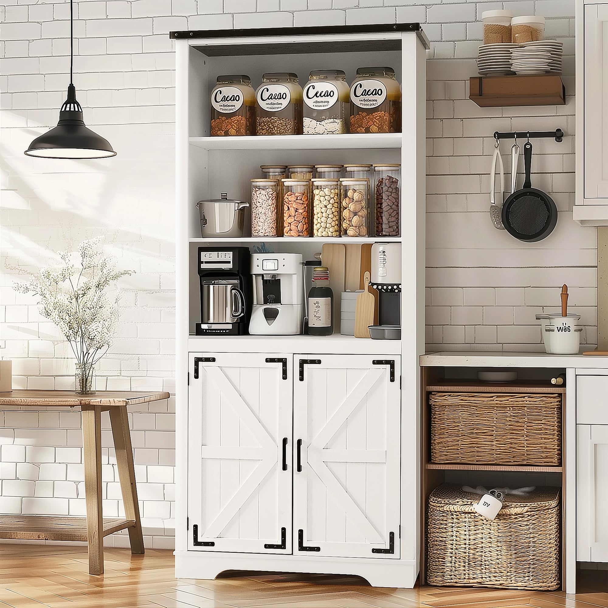 Amazon.com: Pamapic 70" Tall Kitchen Pantry Cabinet,Kitchen Pantry ...