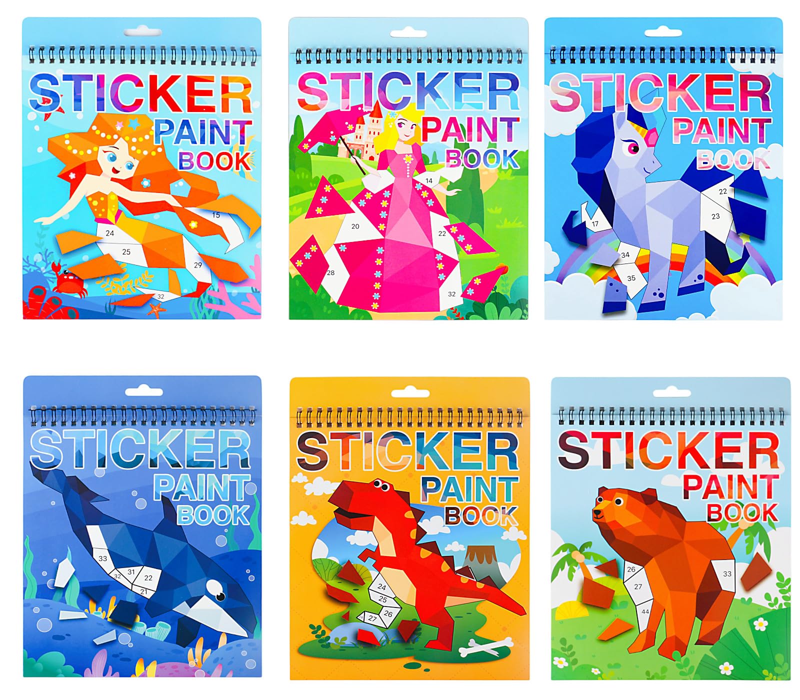 Amazon.com: Crafts for Kids Ages 4-8 Sticker Paint Books 6 Pack Number ...