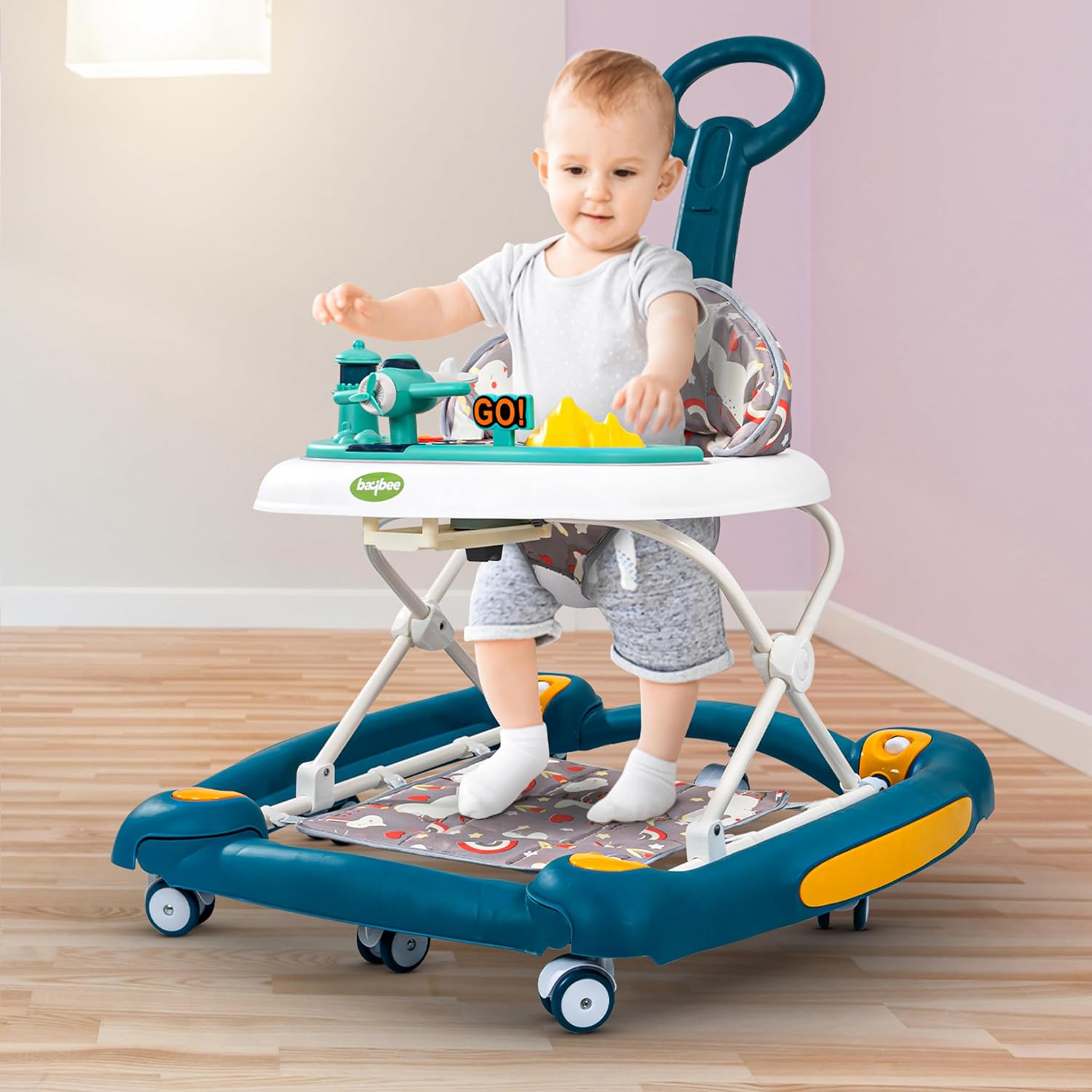 Buy BAYBEE 3 In 1 Staffy Baby Walker For Kids With Rocker & Push Handle ...