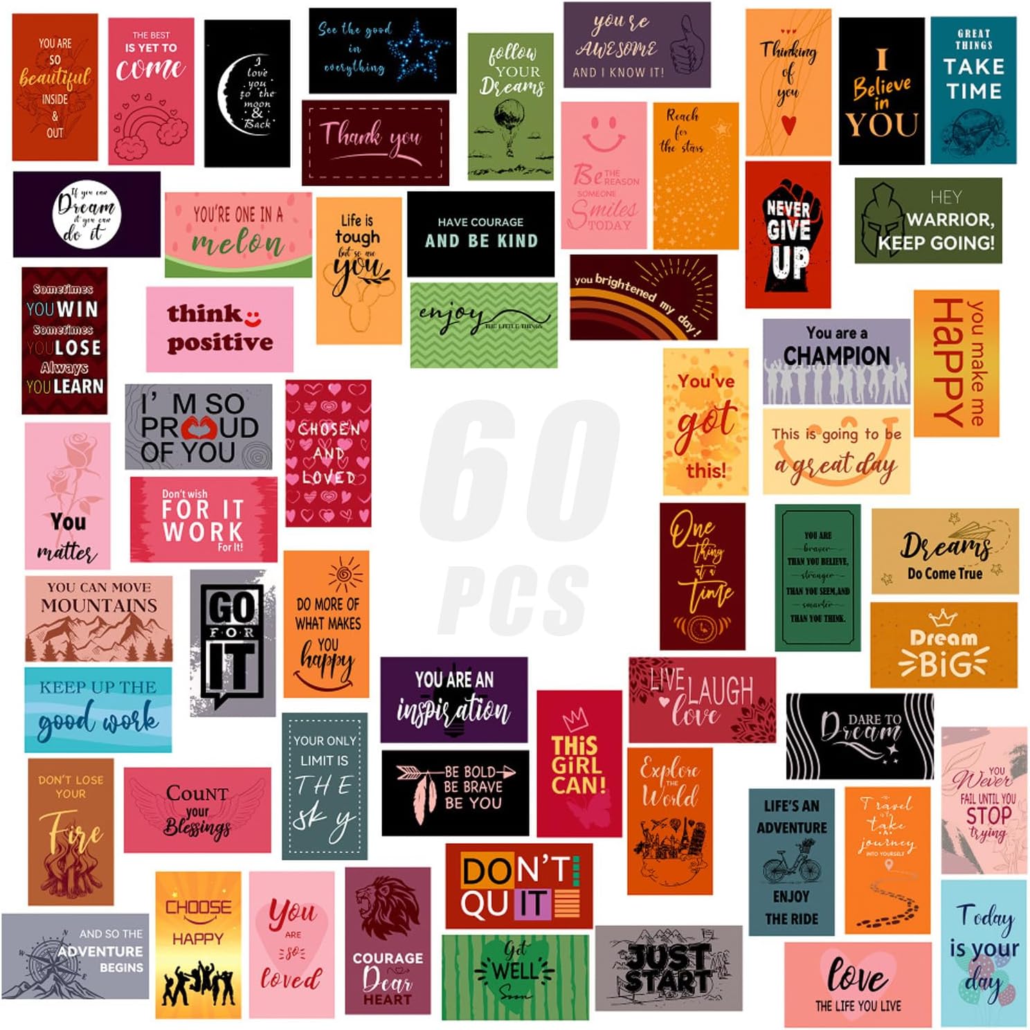 60Pcs Positive Appreciation Cards, Unique Inspirational Cards ...