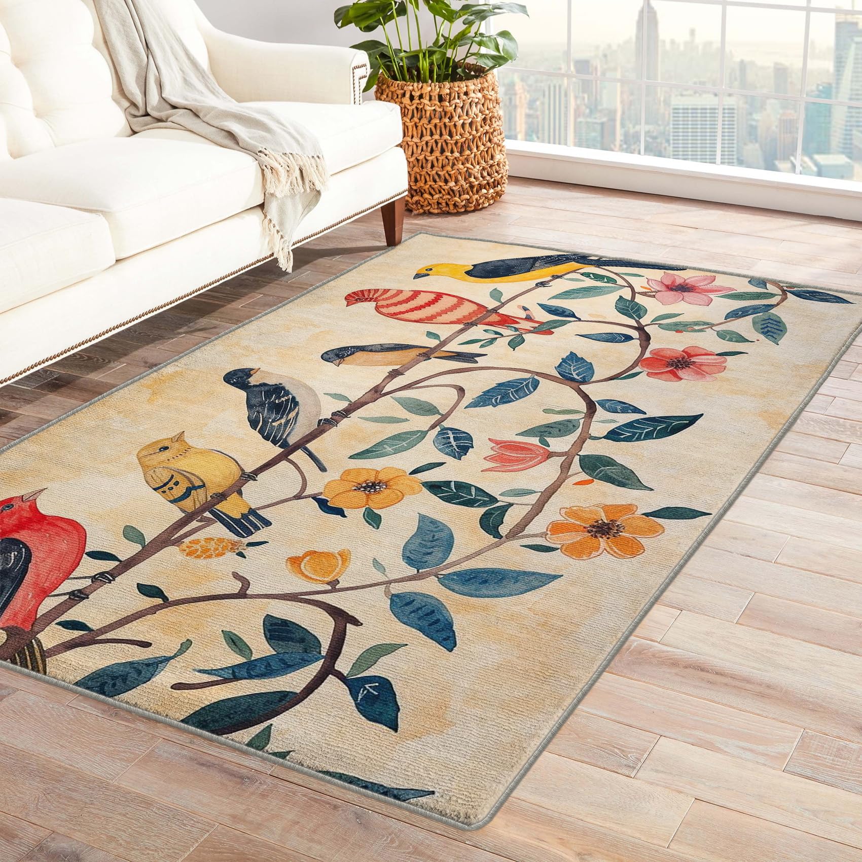 Amazon.com: ZDABAOEC Birds on a Branch Rug 3x5, Bird Rugs for Bedroom ...
