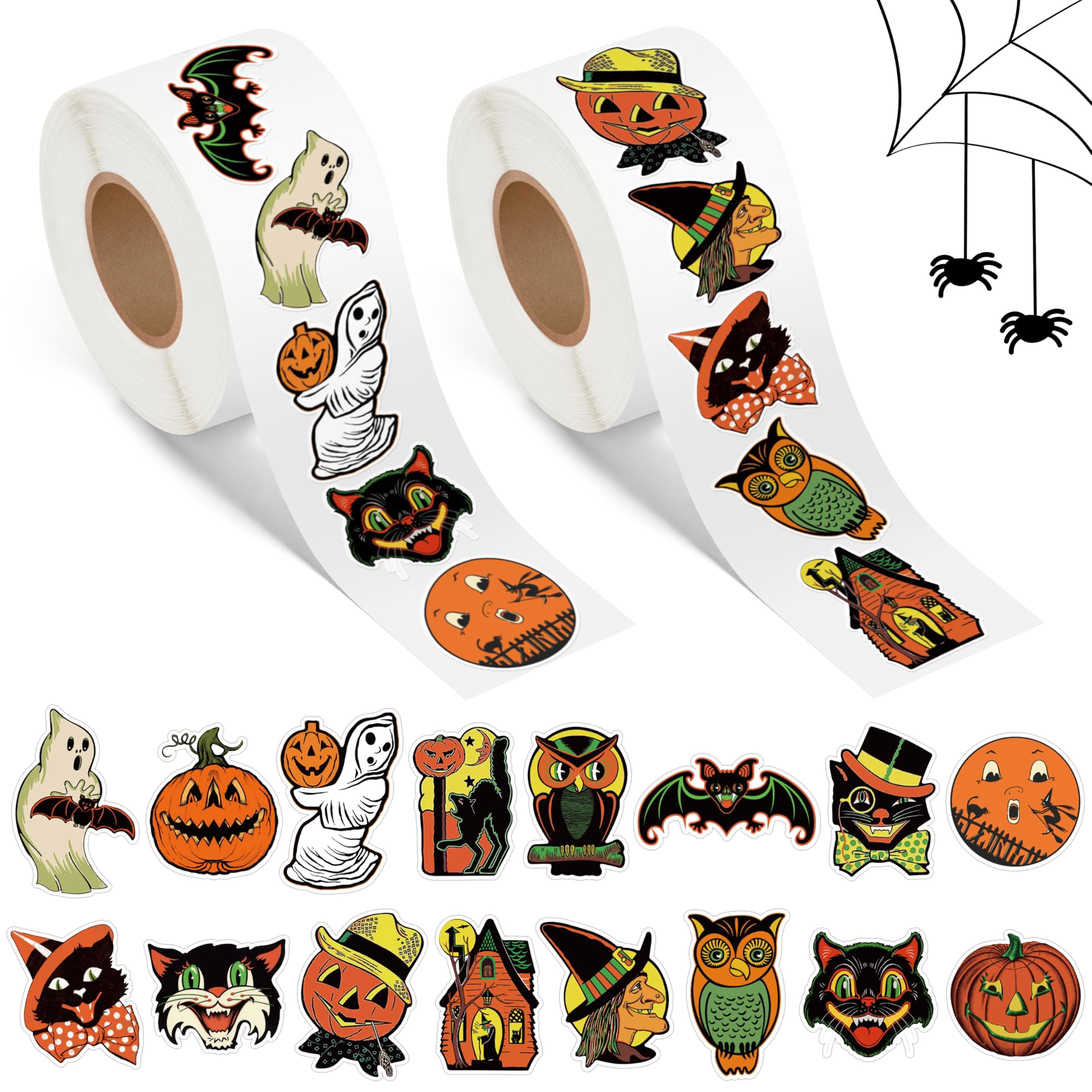 Amazon.com: L1rabe Vintage Halloween Stickers Roll - 1000 Pieces ...