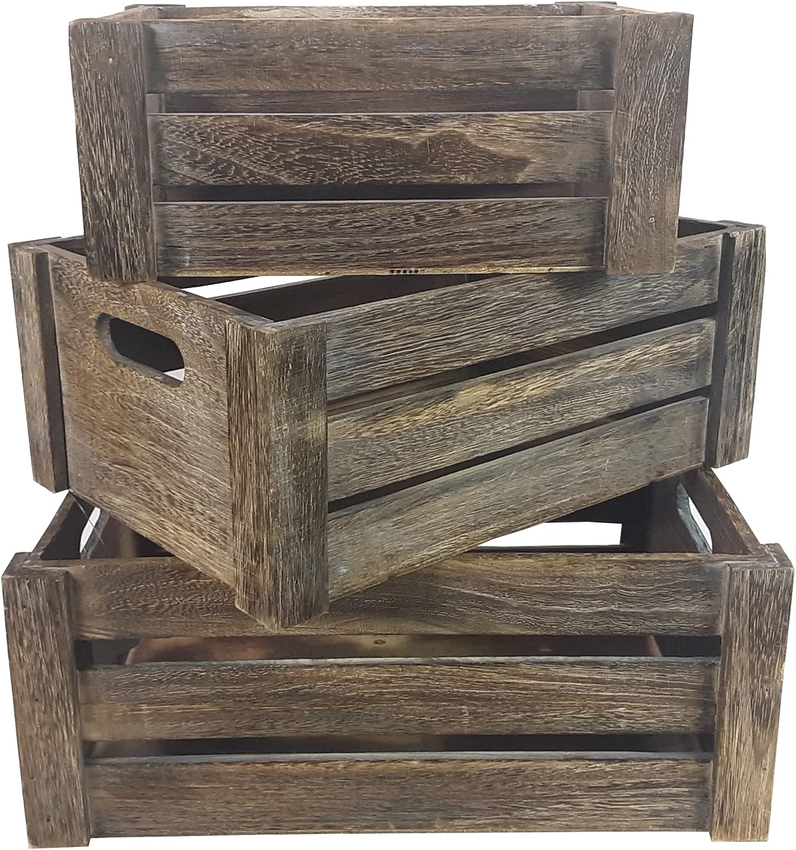 Amazon.com: The Bridge Collection Rustic Wooden Crates with Metal Trim ...