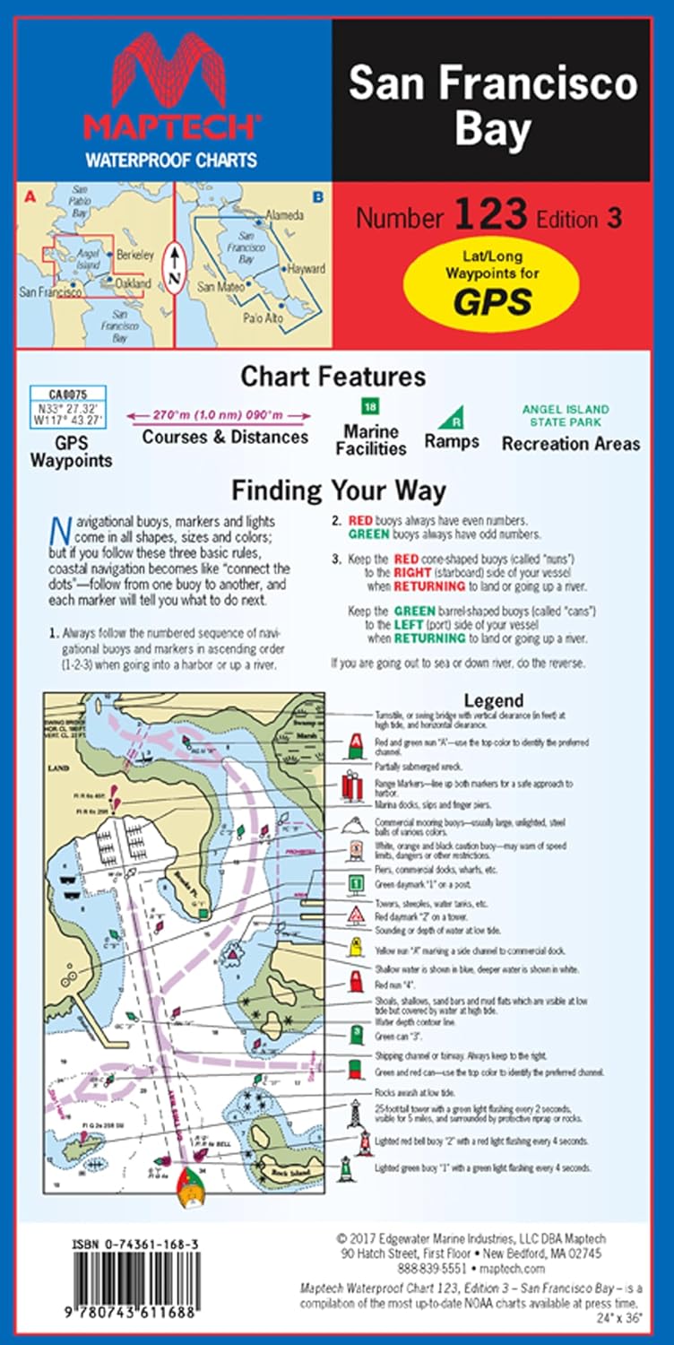 Amazon.com: Maptech Waterproof Charts WPC123 San Francisco Bay ...