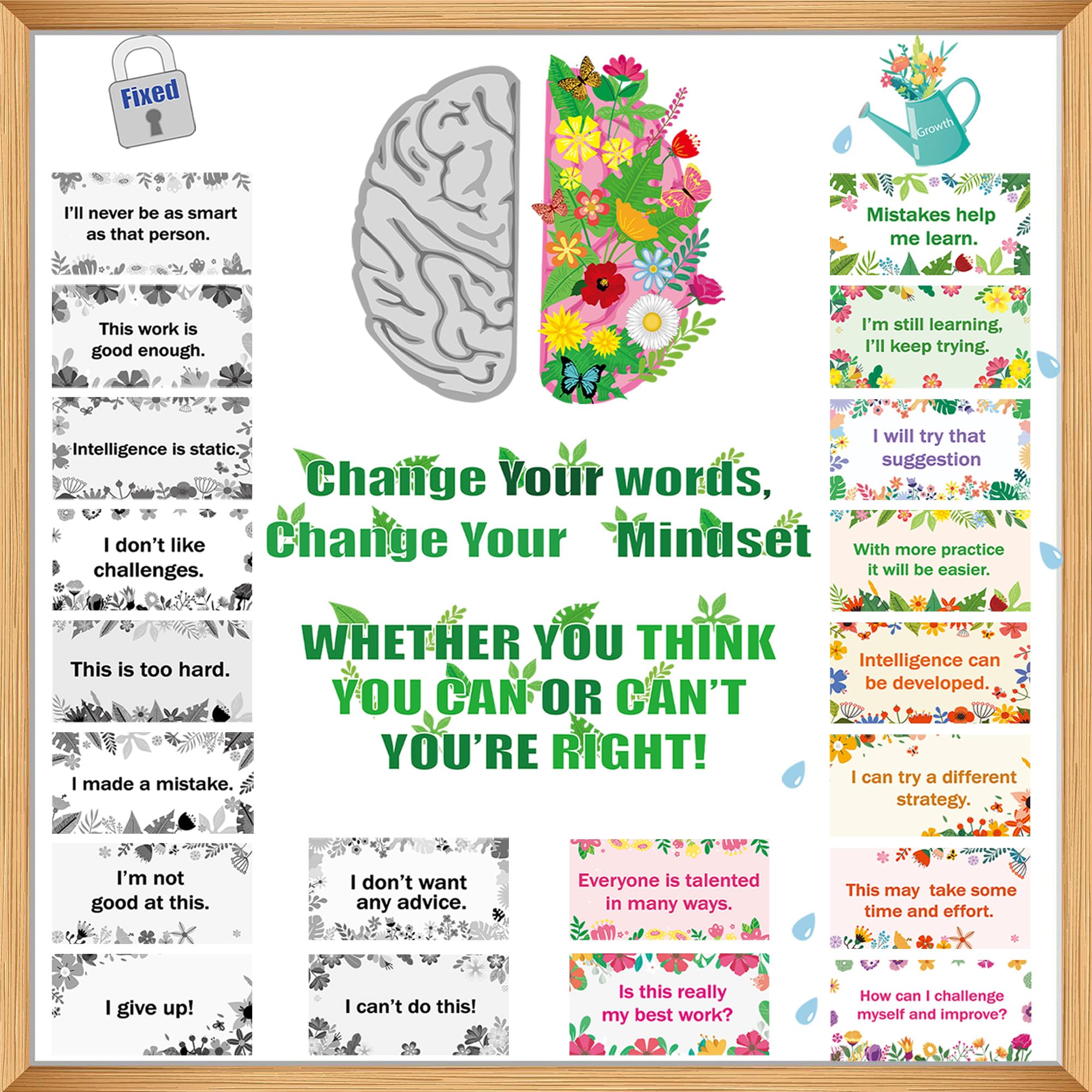 Amazon.com: 47 PCS Growth Mindset Posters Growth Mindset Bulletin Board ...