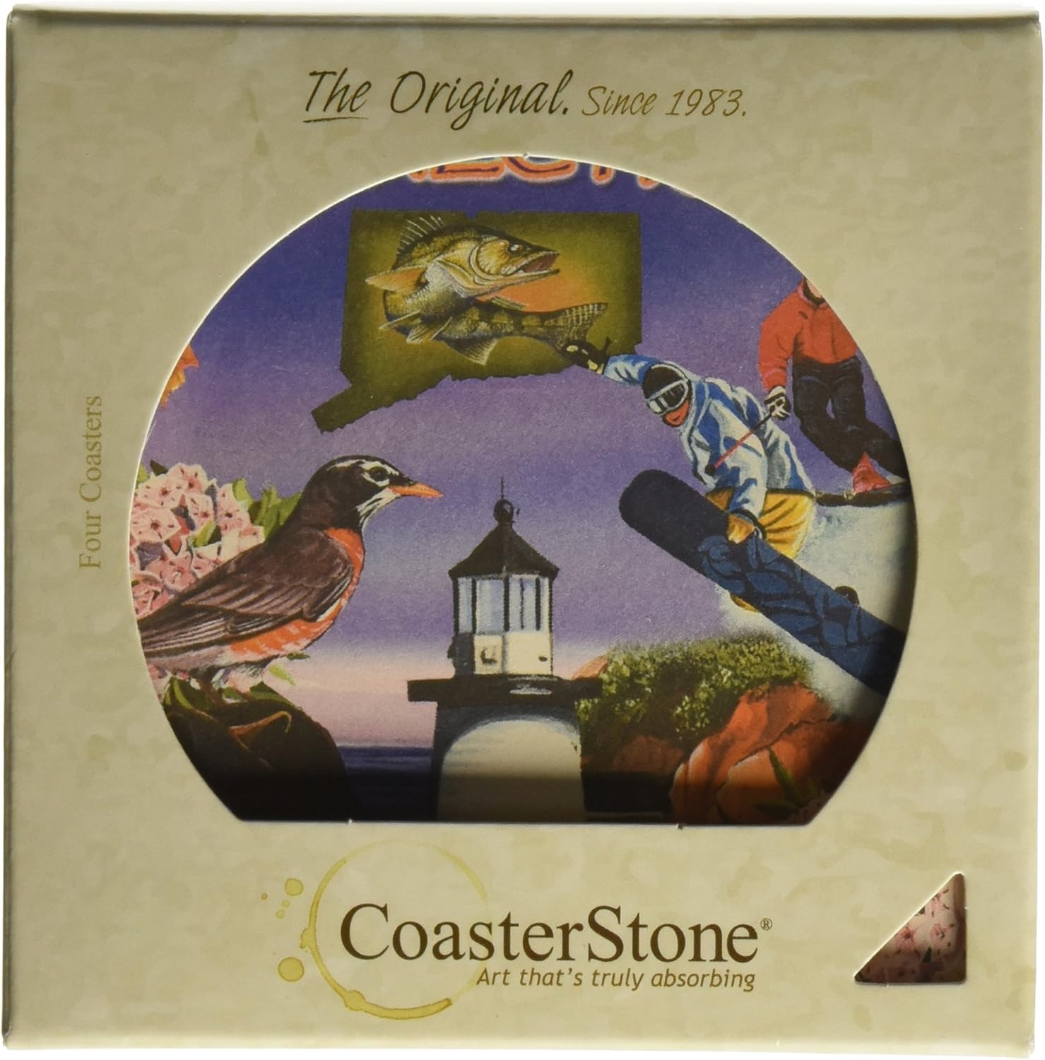 Amazon.com | CoasterStone Absorbent Coasters, 4-1/4-Inch, "Connecticut ...
